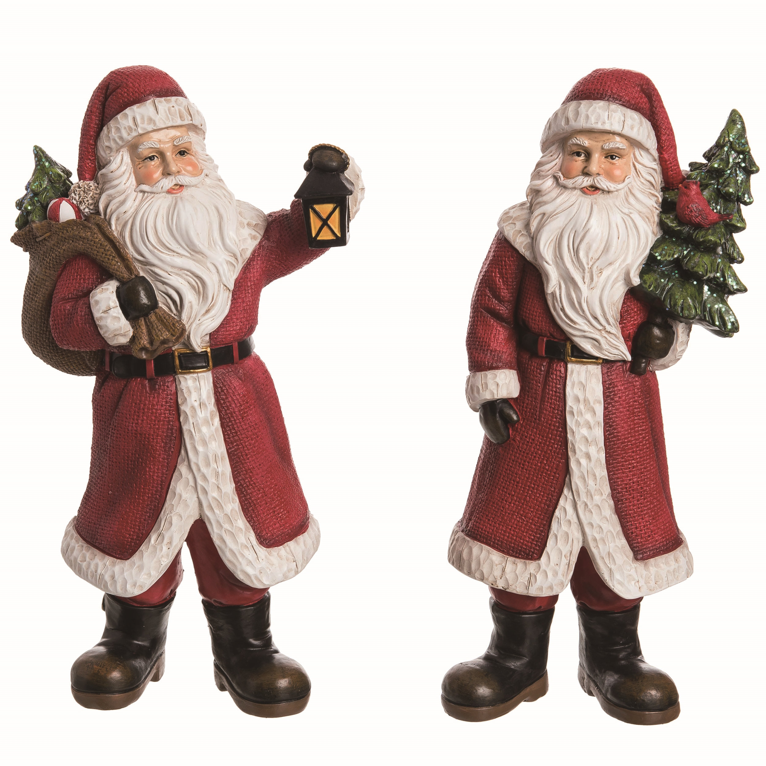 The Holiday Aisle® Large Resin Jolly Santa Figurine Set of 2 Christmas ...