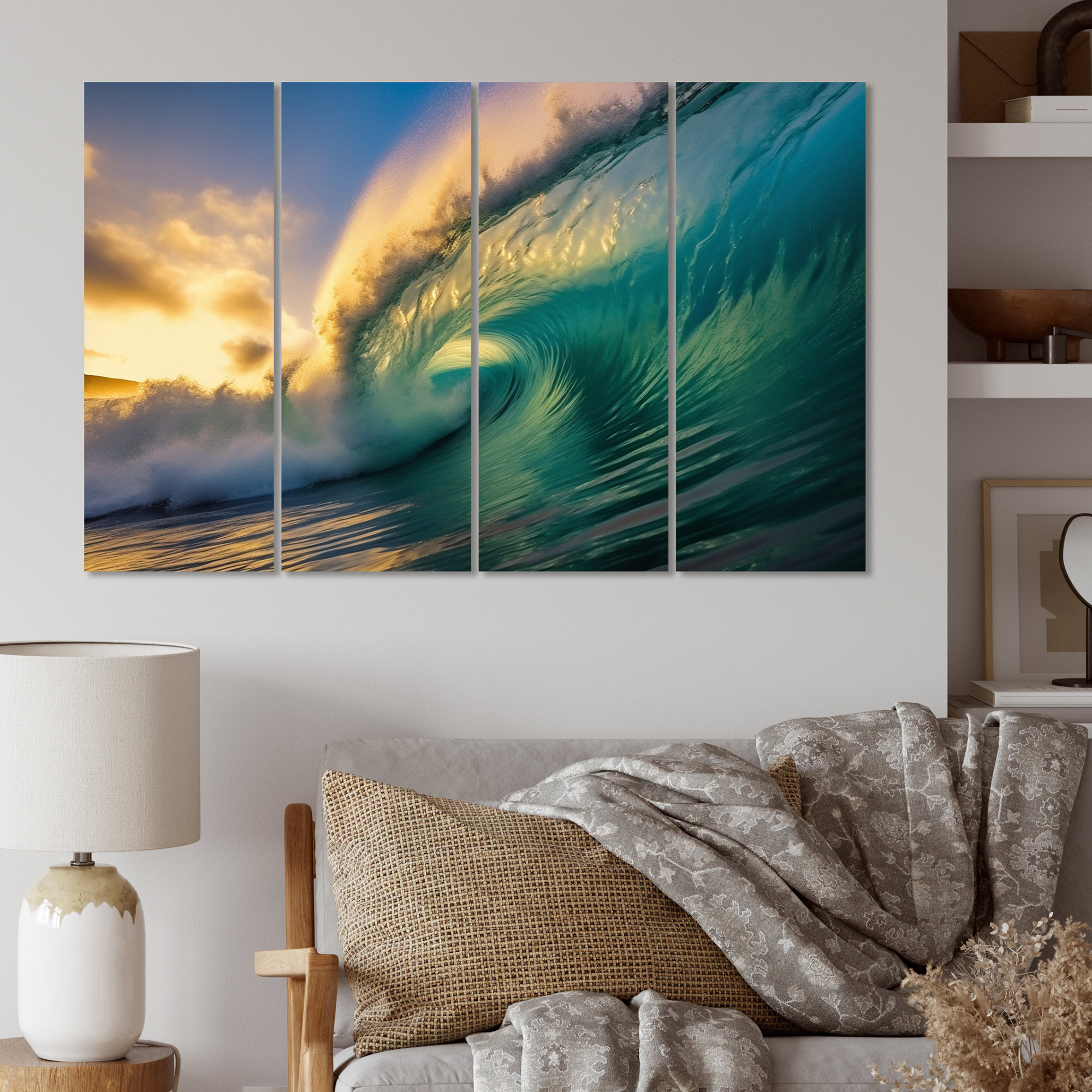 Design Art Hawaiian Waves Surf Dream II - Hawaii Metal Wall Decor Set ...
