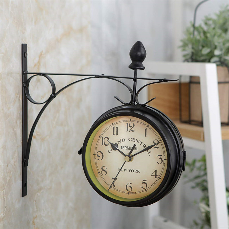Astoria Grand Wall Clock Double Sided 9.8"/25Cm Vintage Wrought Iron ...