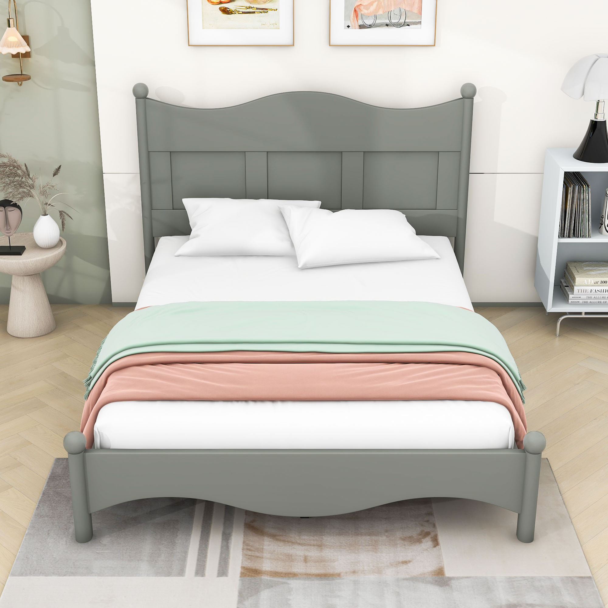 Alcott Hill® Ethelin Queen Wood Platform Bed Frame with Wooden Slat ...