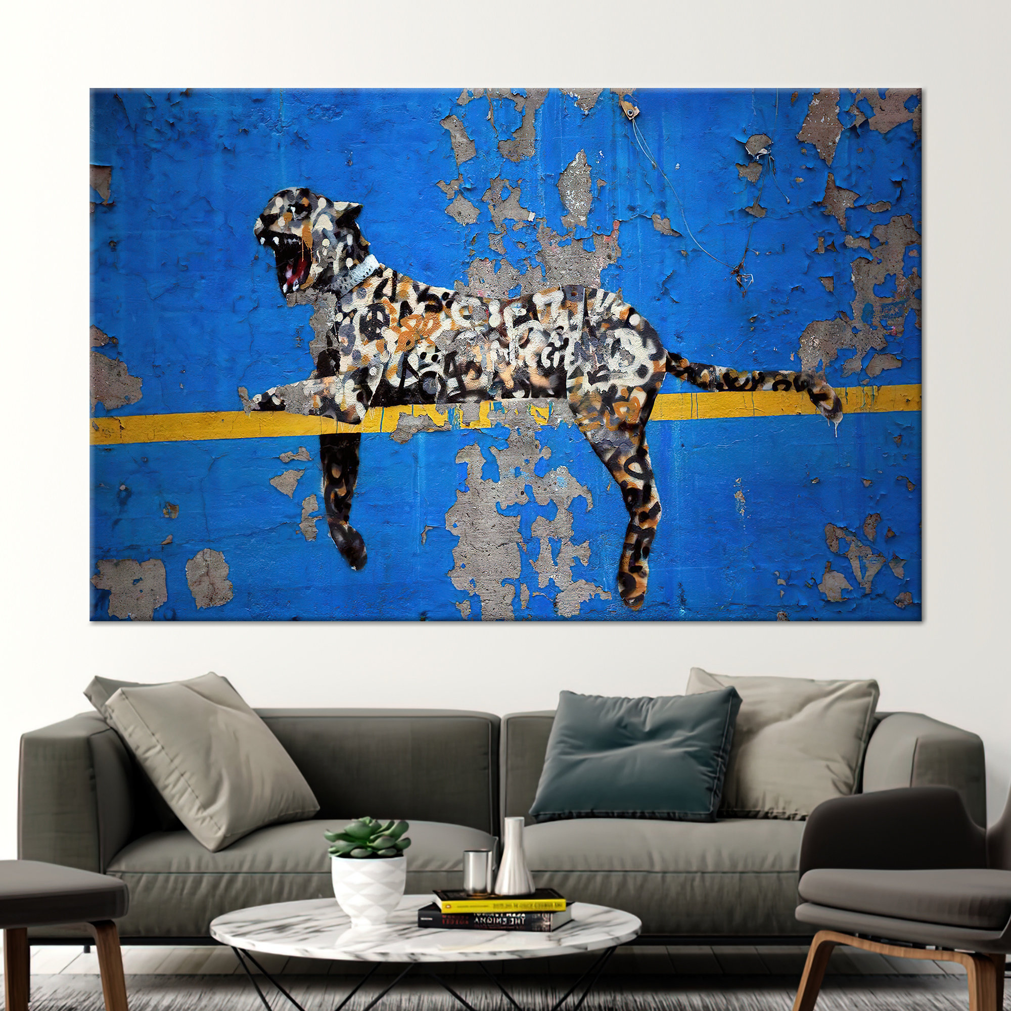 Lark Manor™ Banksy Leopard Wall Art, Banksy Leopard Canvas Art, Street ...