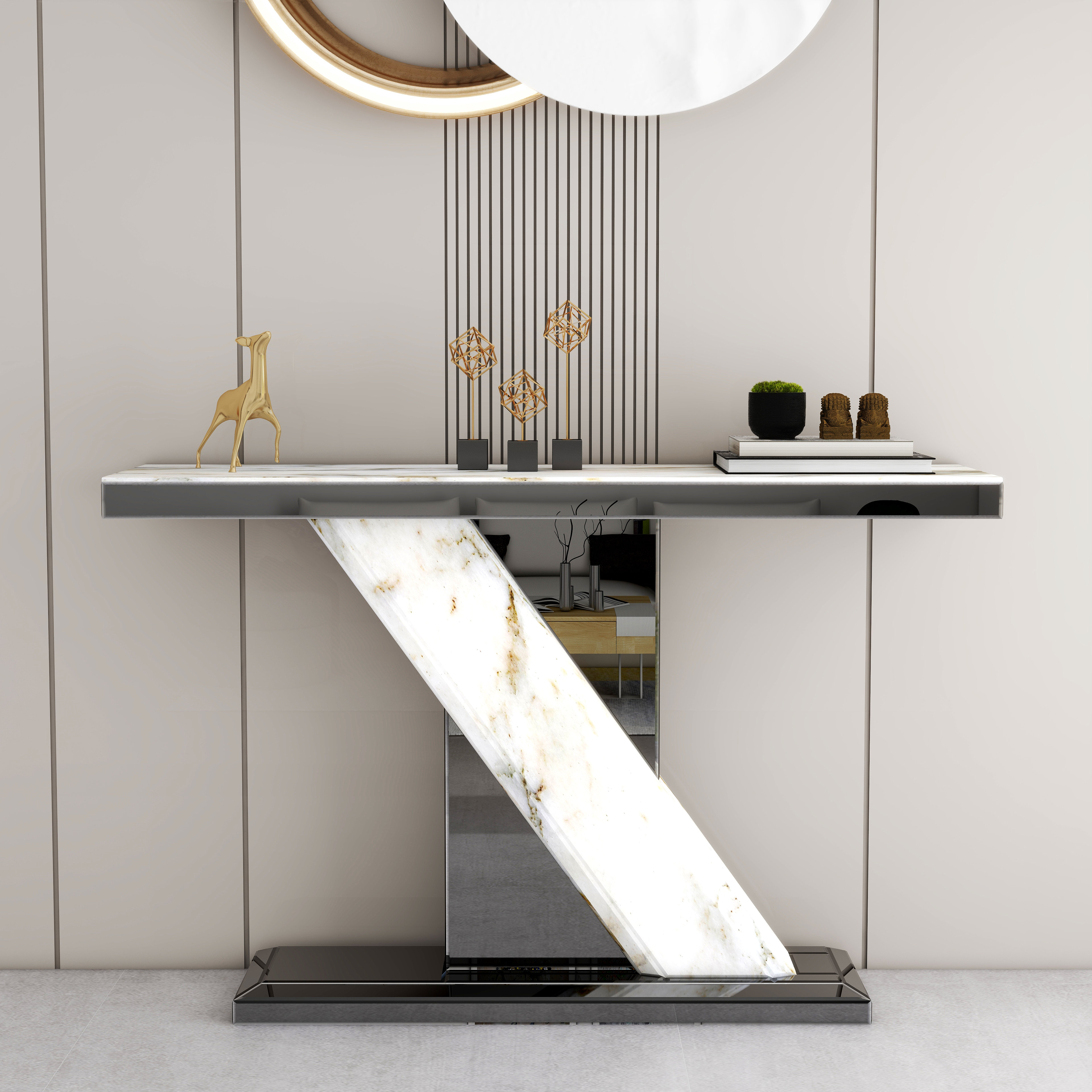 Orren Ellis Armondo 47.24'' Marble Glass Console Table | Wayfair