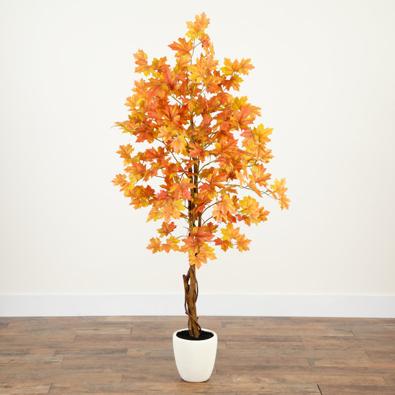 Ophelia & Co. 5ft. Artificial Fall Double Trunk Maple Autumn Tree in ...