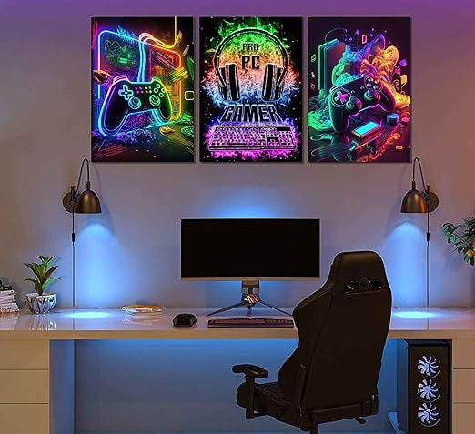 Trent Austin Design® 3Pcs Cool Gaming Wall Art Retro Video Gamer ...