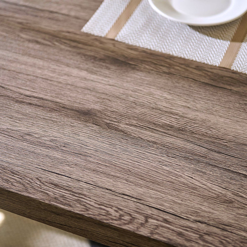 17 Stories Thommy 71" Oak MDF Wood Extendable Pedestal Dining Table ...