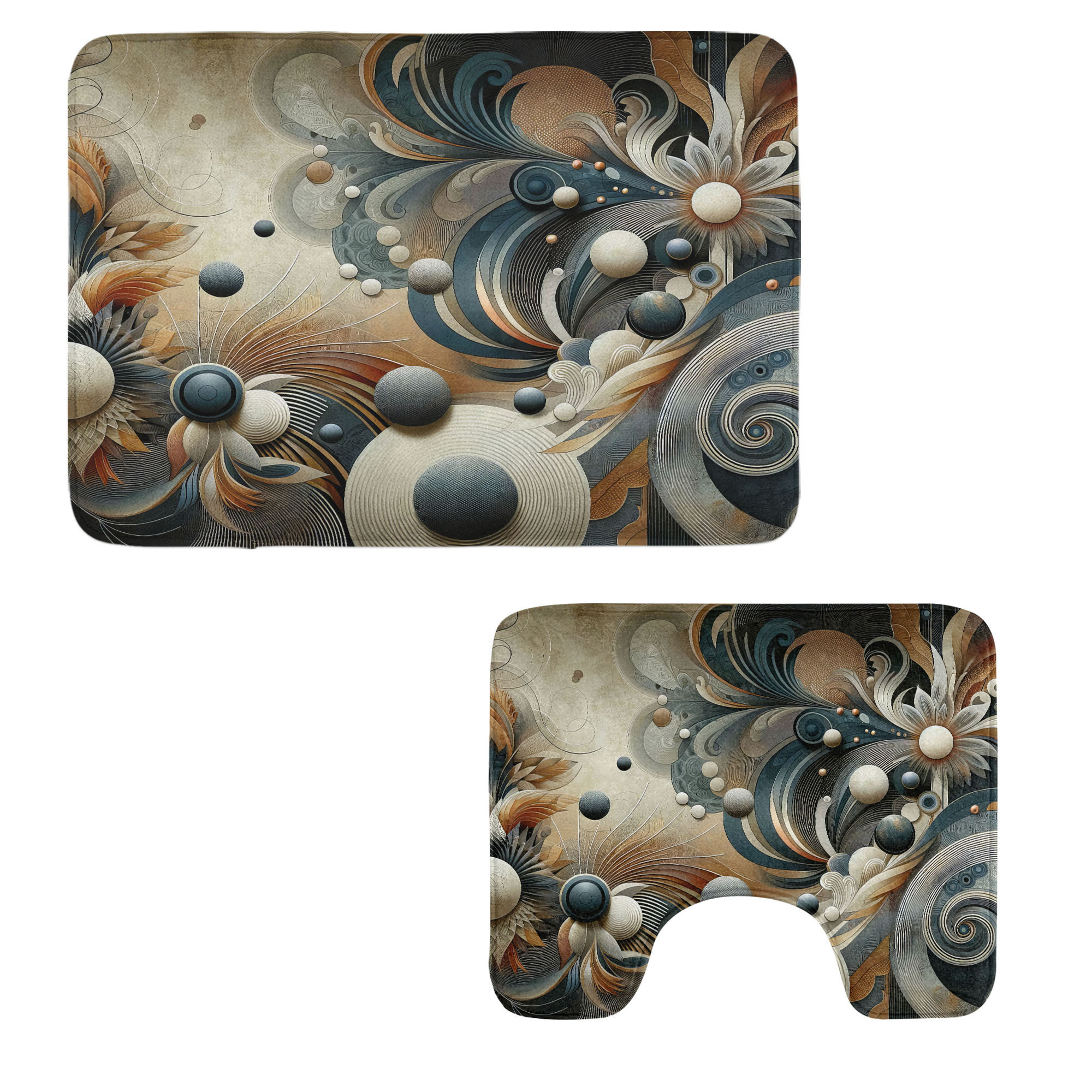 East Urban Home Abstract Bathroom Rug Set 2 Pieces Rectangle & Contour ...