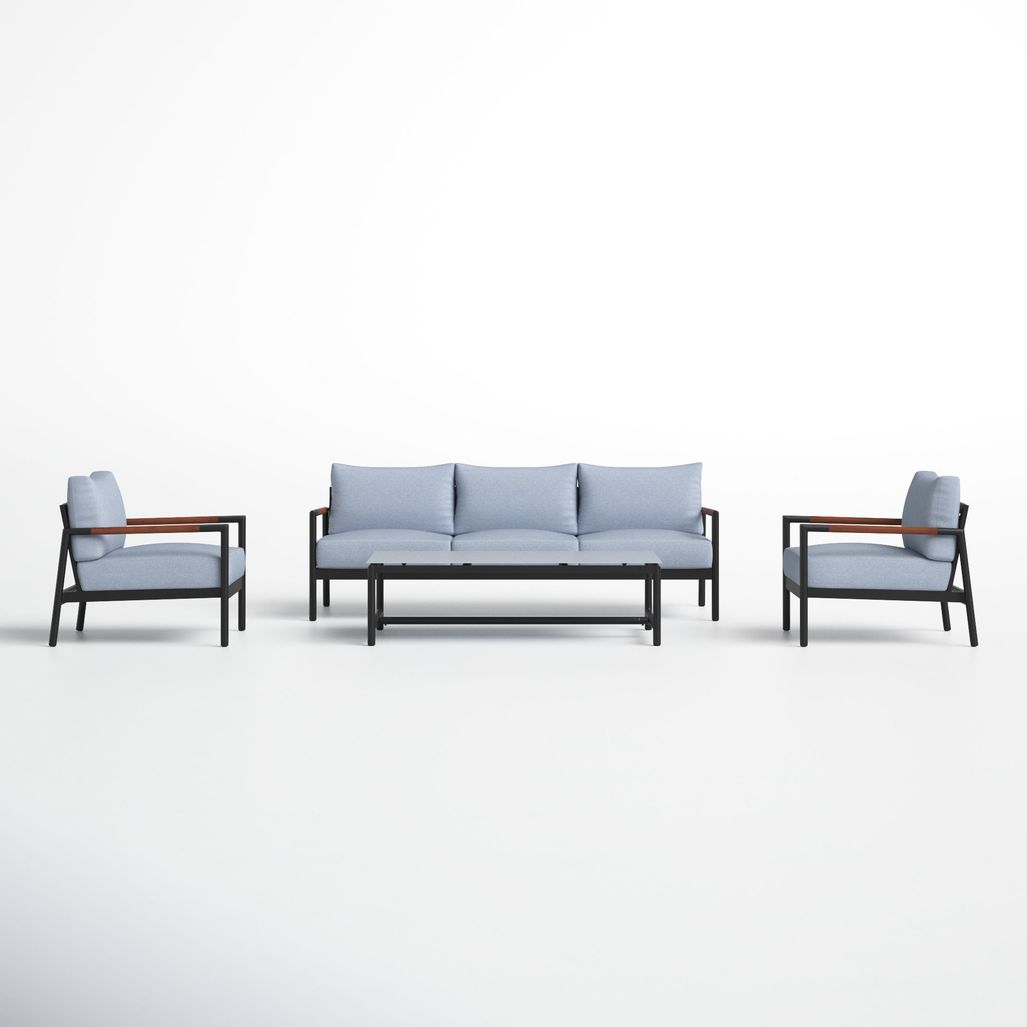 Joss & Main Glenn 4 Piece Aluminum Seating Group with Cushions | Wayfair