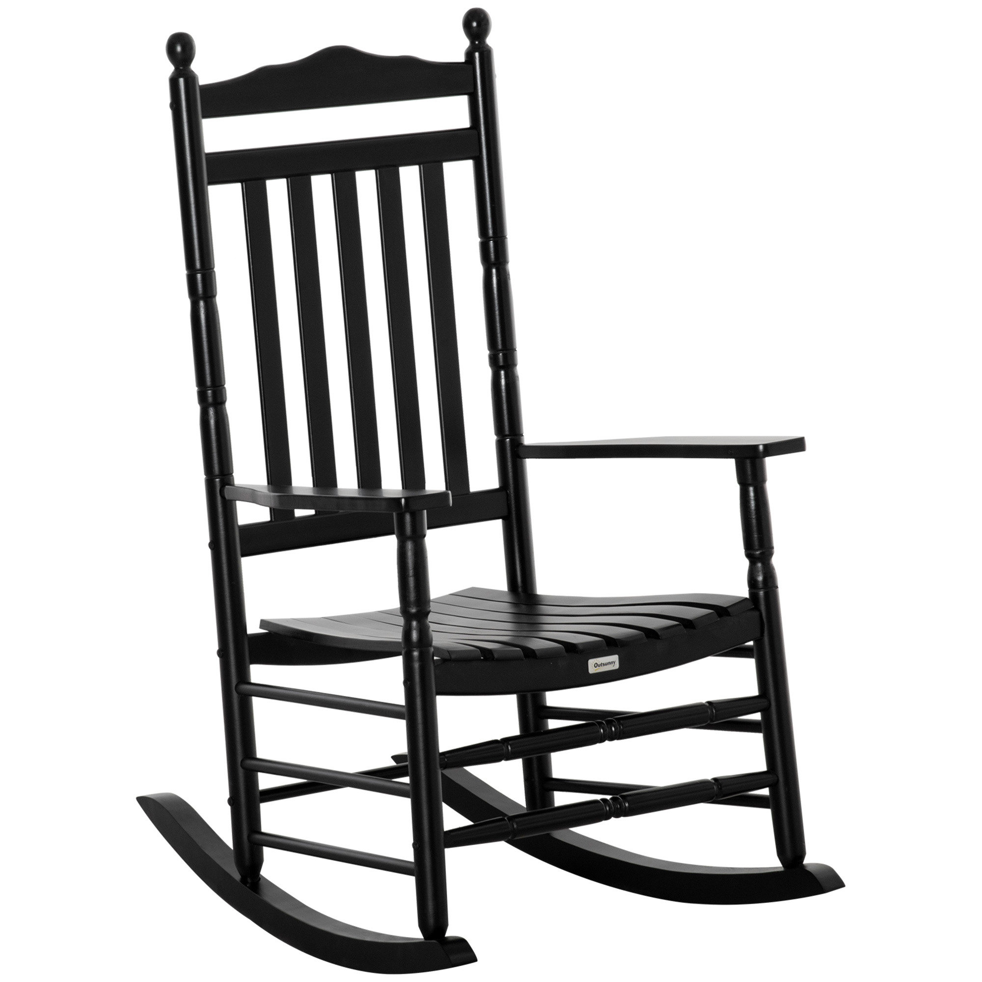 Alcott Hill Traditional Wooden High-Back Rocking Chair For Porch | Wayfair