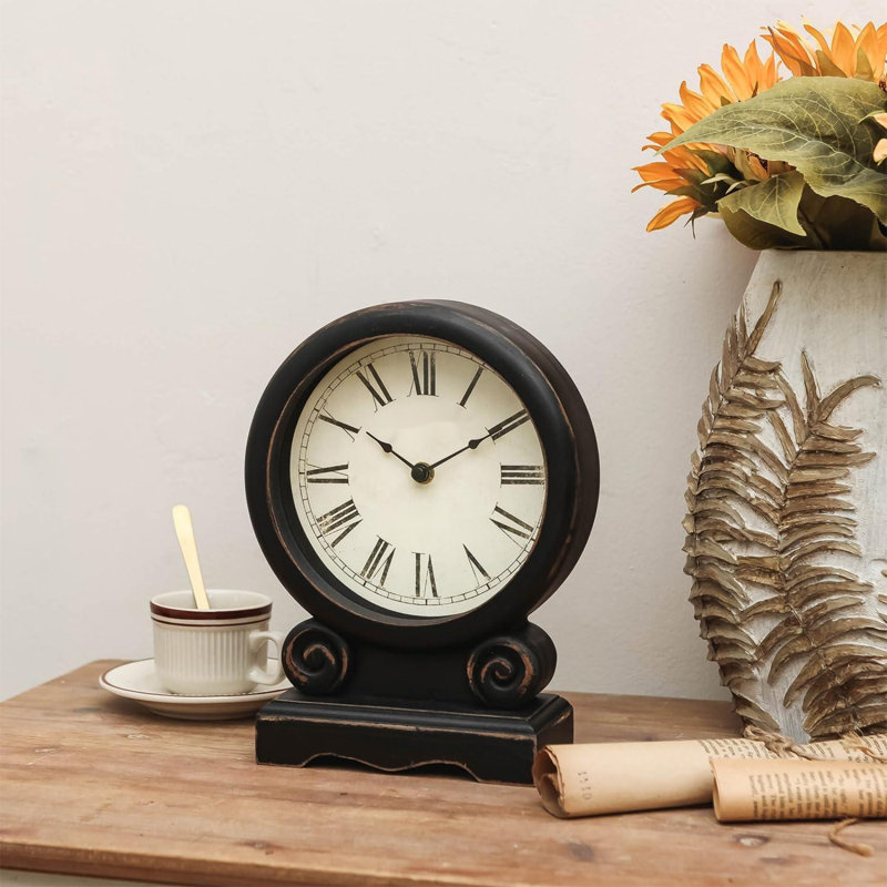 Darby Home Co Mantel Clock, Retro Desk Clock Silent-Non-Ticking Battery ...