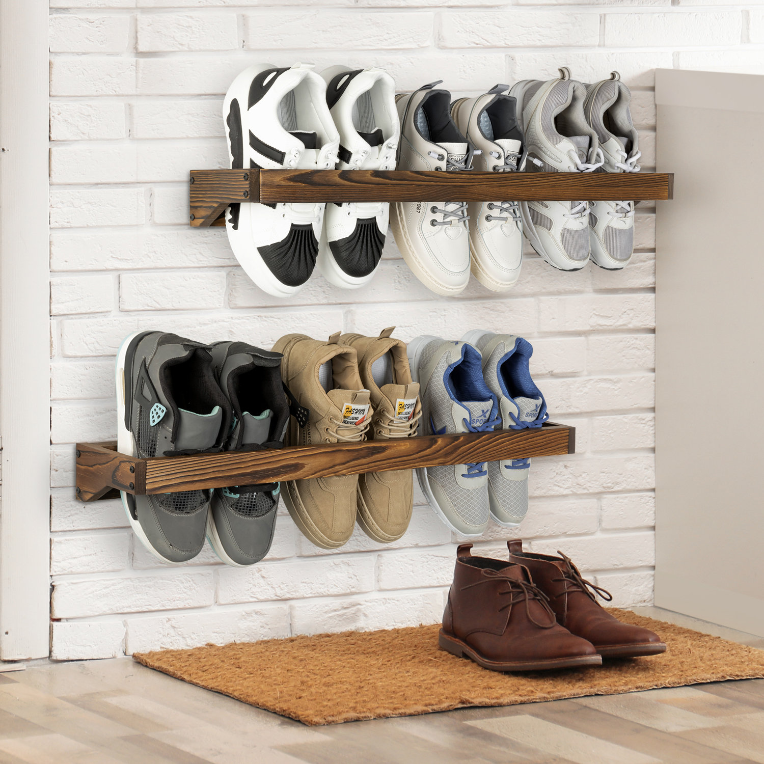 Millwood Pines 2 Piece Solid Wood Entryway Shoe Storage Racks & Reviews ...