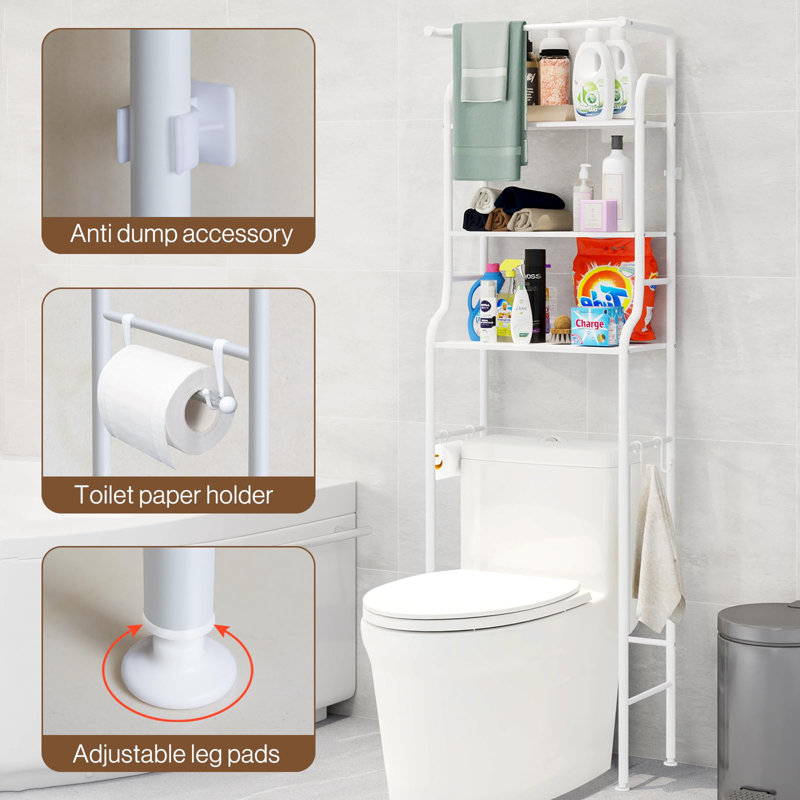 Latitude Run® 3-Tier Freestanding Bathroom Storage Rack Above Toilet ...