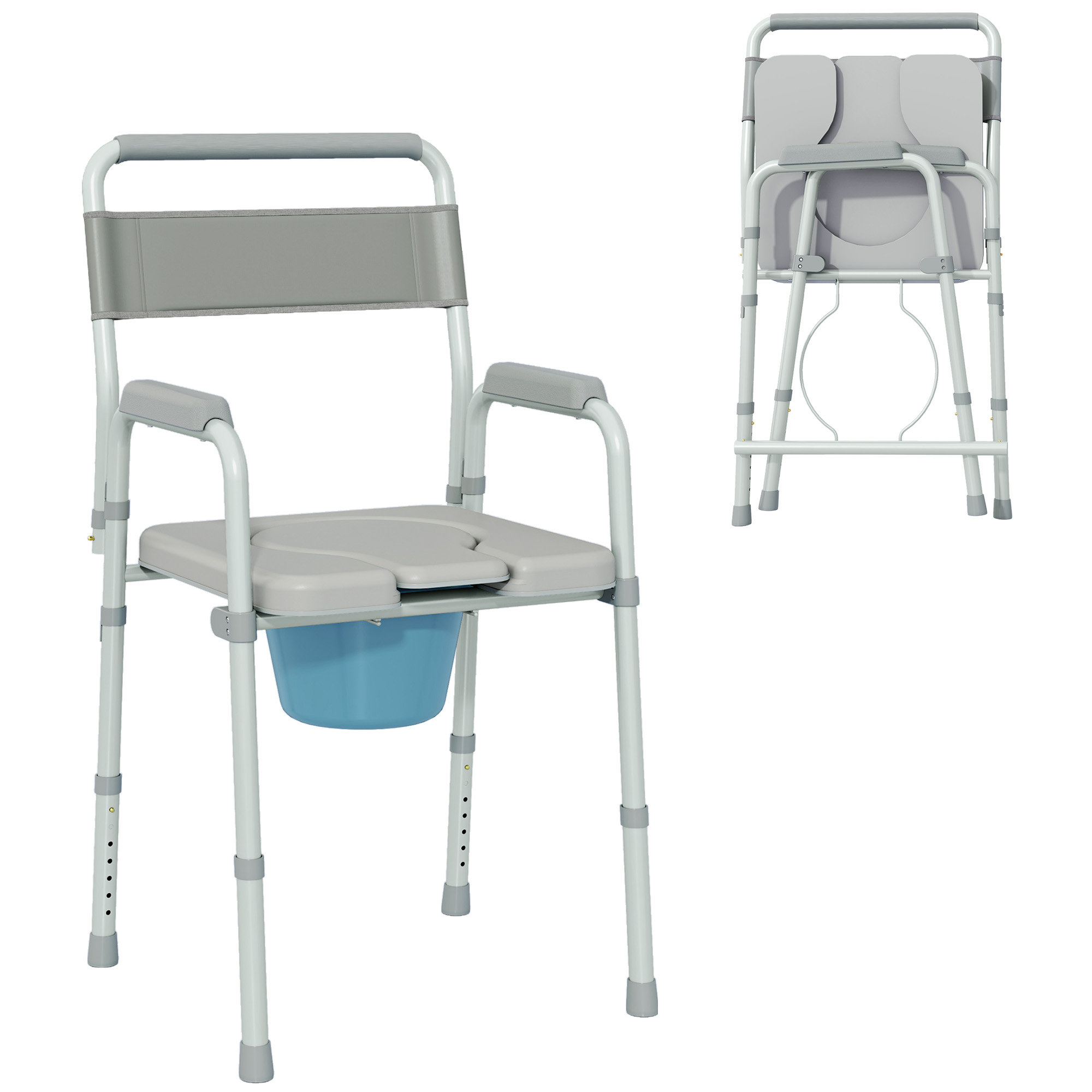 HomCom Folding Bedside Commode Chair For Seniors, Adults, Handicap ...