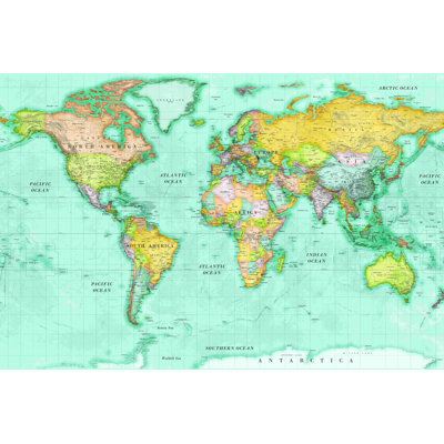 17 Stories World Map Flat On Canvas Print | Wayfair