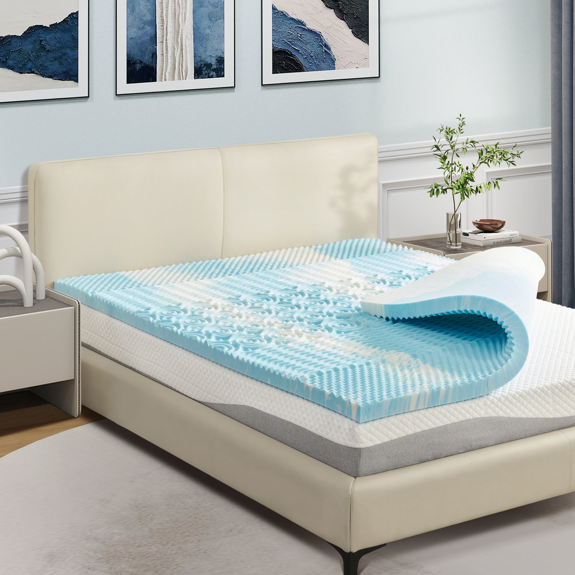 Alwyn Home Broadstairs 2 Inch Mattress Topper 5-Zone Memory Foam ...