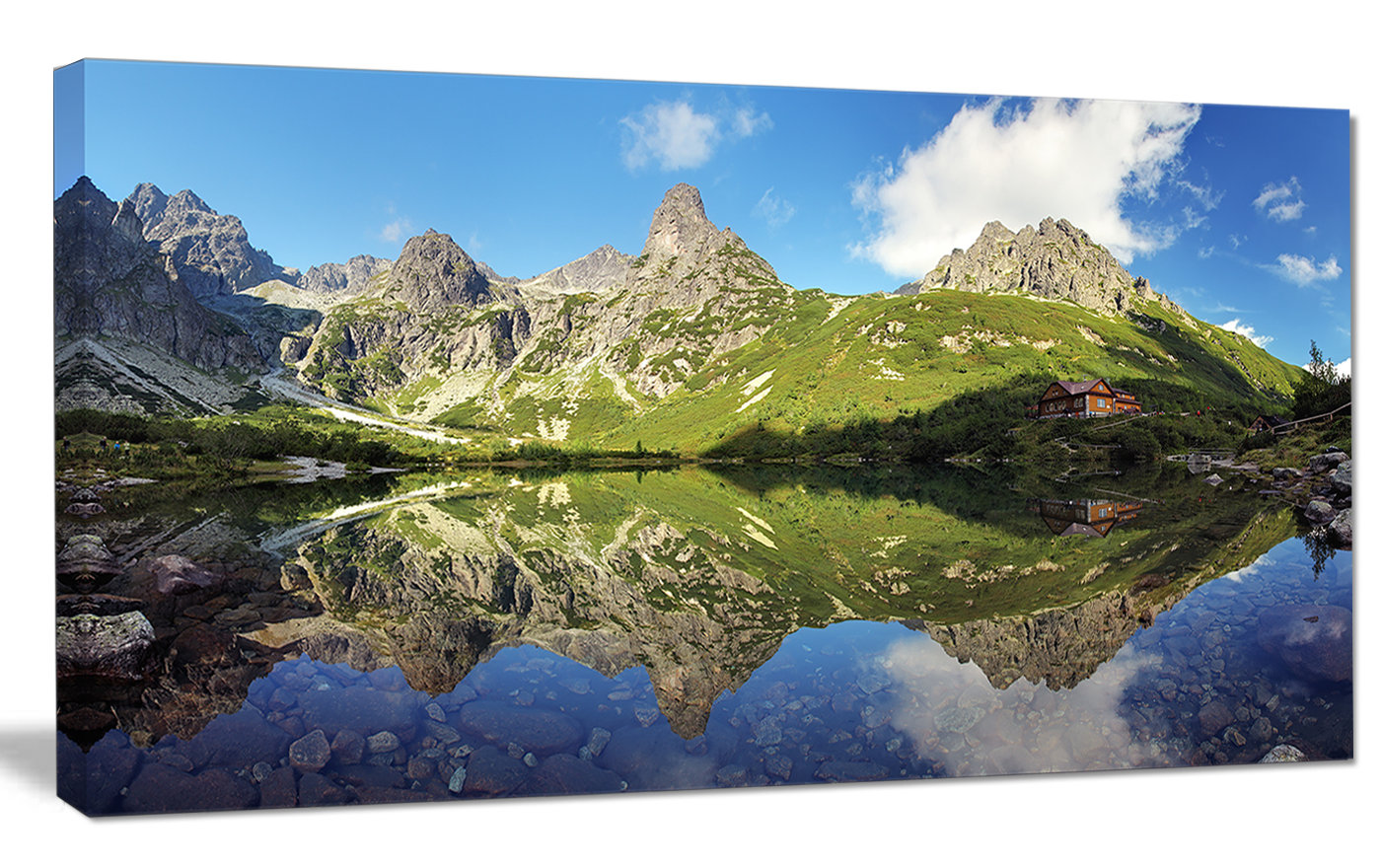 Design Art Green Lake in Tatra Mountain - Wrapped Canvas Photograph ...