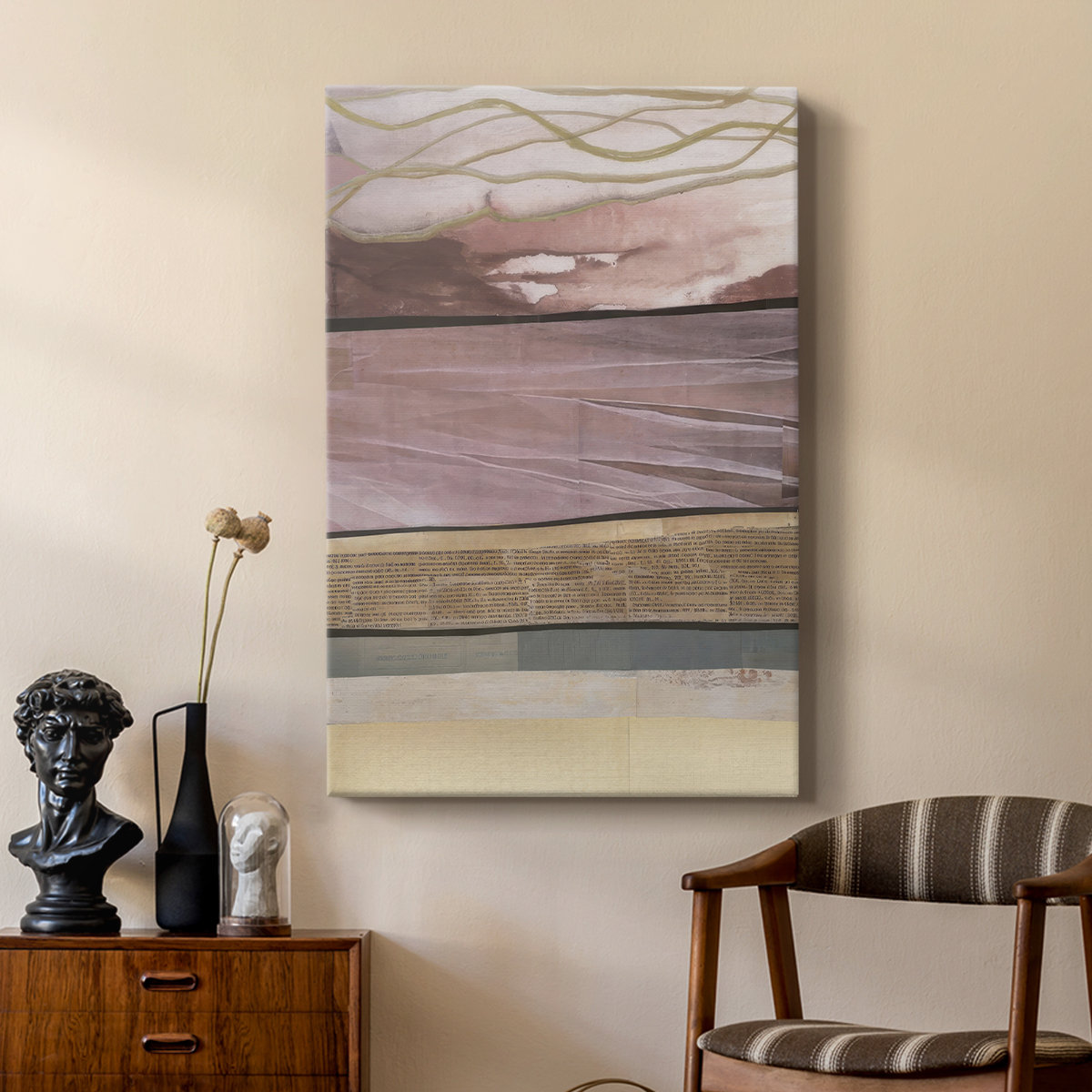 Astoria Grand Waves of Collage I -Custom Wrapped Gallery Cavas | Wayfair