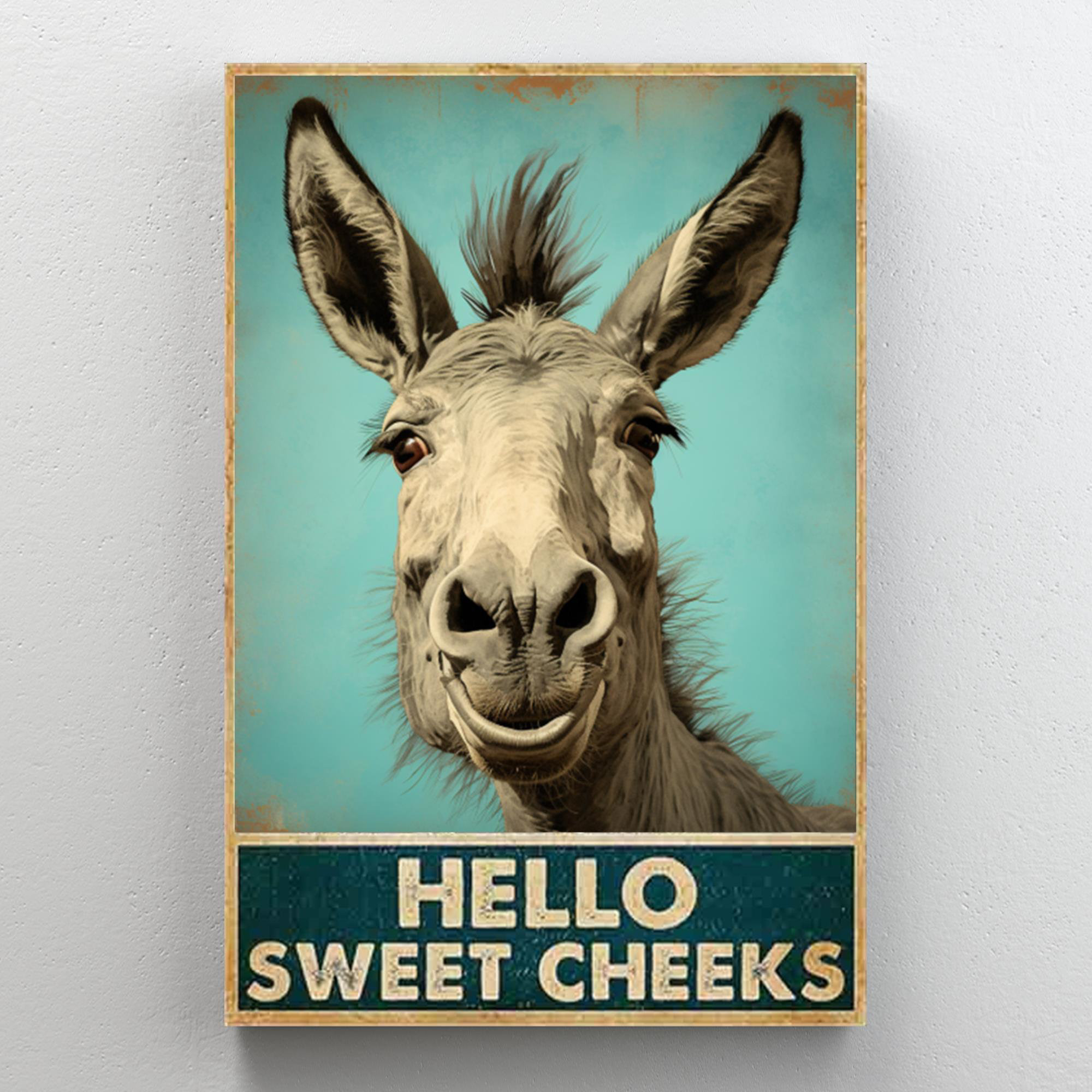 Trinx Donkey Hello Sweet Cheeks - 1 Piece Rectangle Graphic Art Print ...