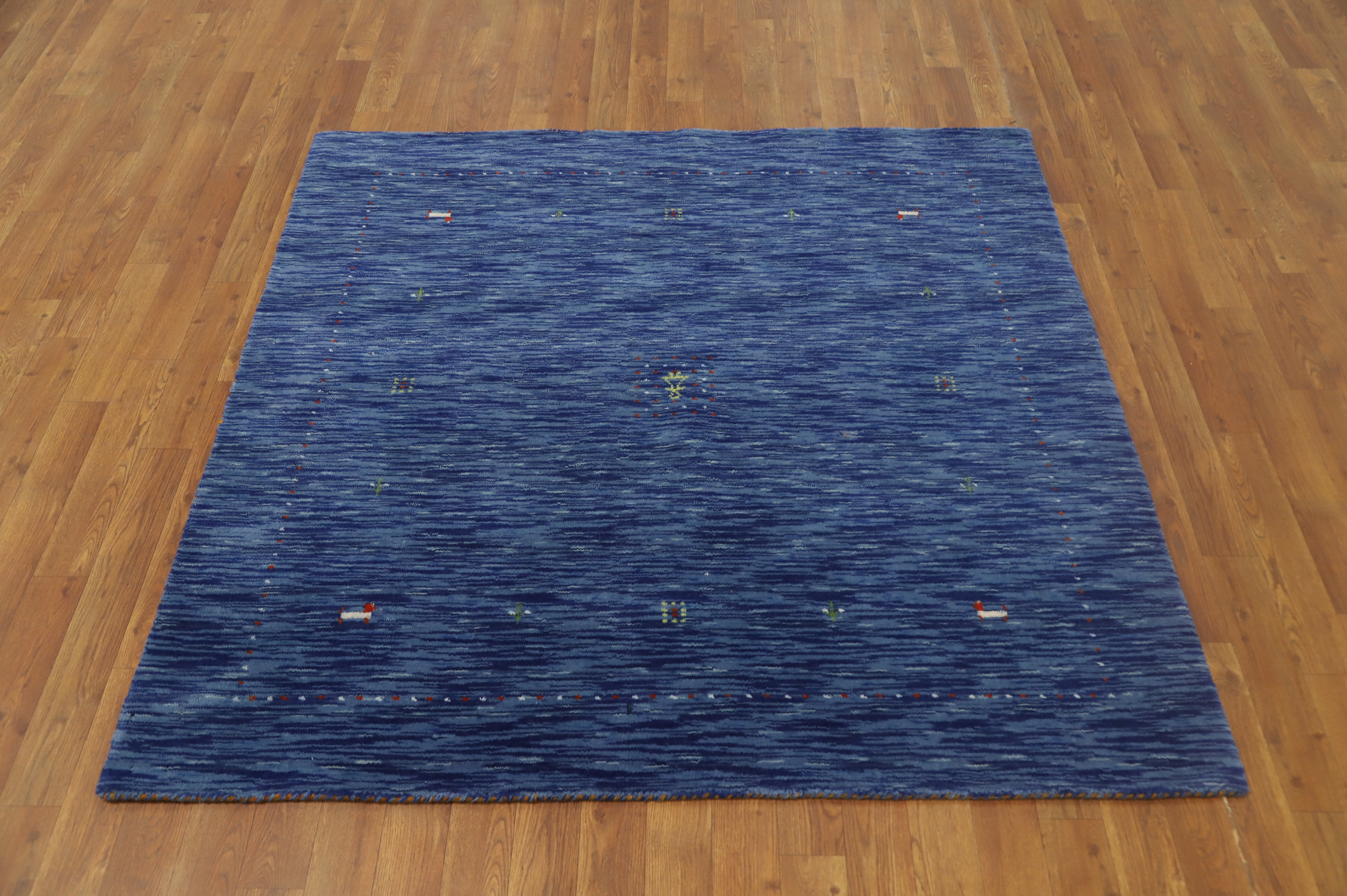Dakota Fields Blue Handmade Gabbeh Style Square Rug 5x5 | Wayfair