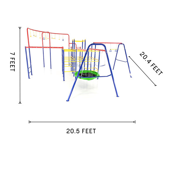 Activplay Modular Jungle Gym With Swing Set, Monkey Bars, Hanging ...