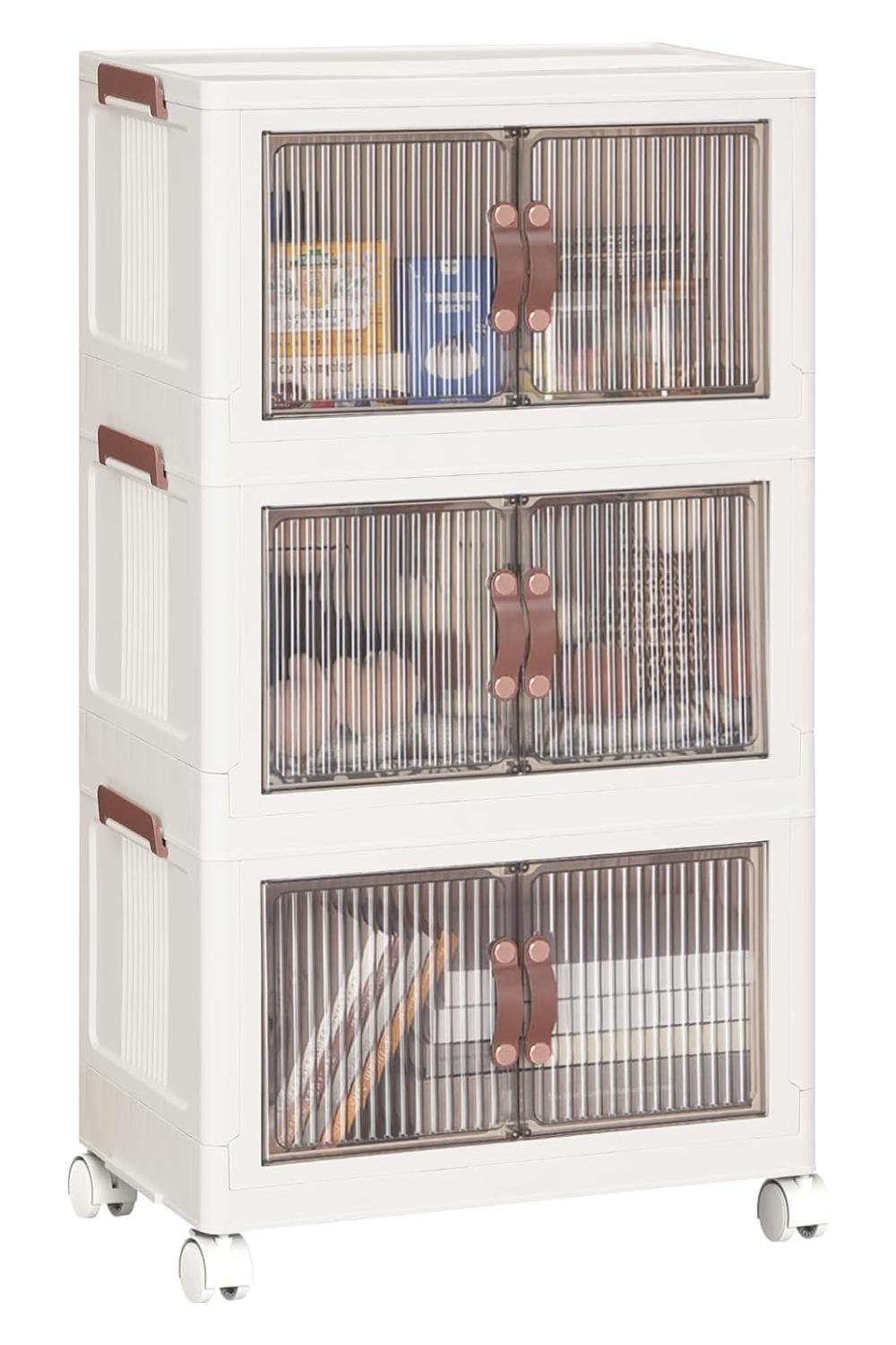 Rebrilliant 1 Gal Plastic Storage Bins With Lids, 3 Packs Folding ...