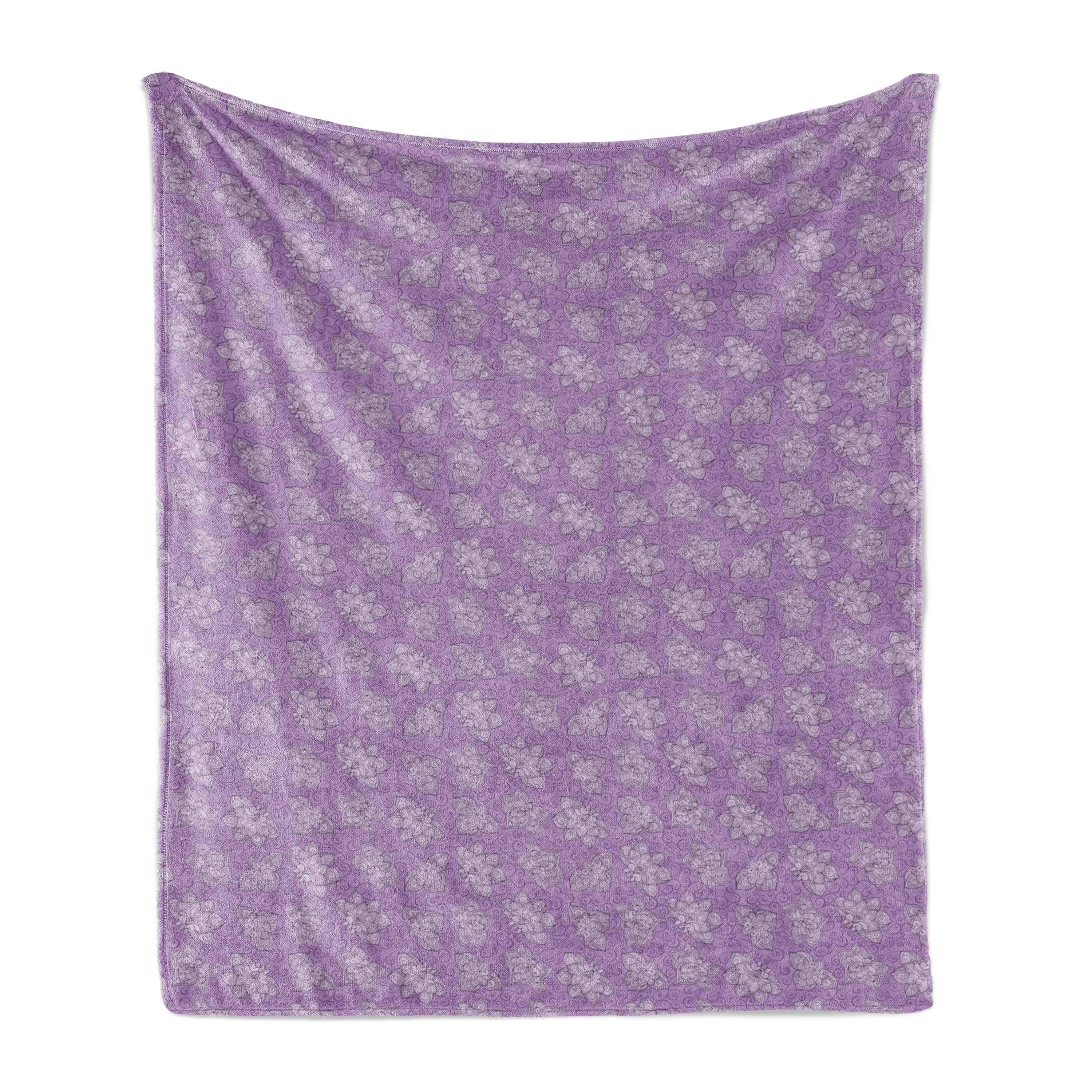Ambesonne Floral Fleece Throw Blanket Pastel Zentangle Flowers Art ...