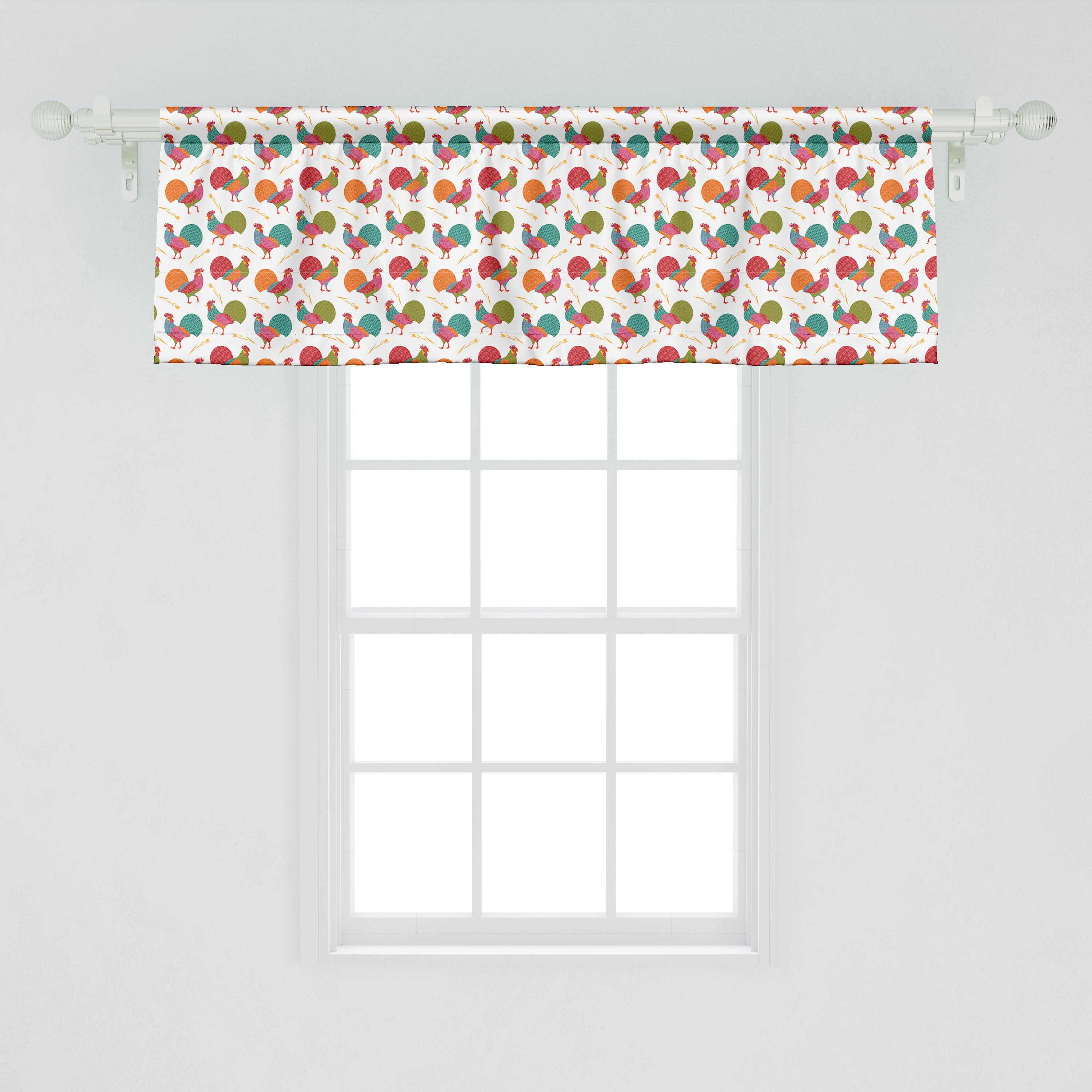 Ambesonne Rooster Valance Pack of 2 Agriculture Harvest Theme ...