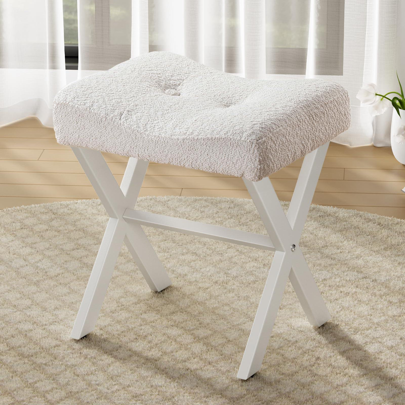 Winston Porter Vanity Stool, 17.7 Inch Saddle Seat Makeup Stool With ...