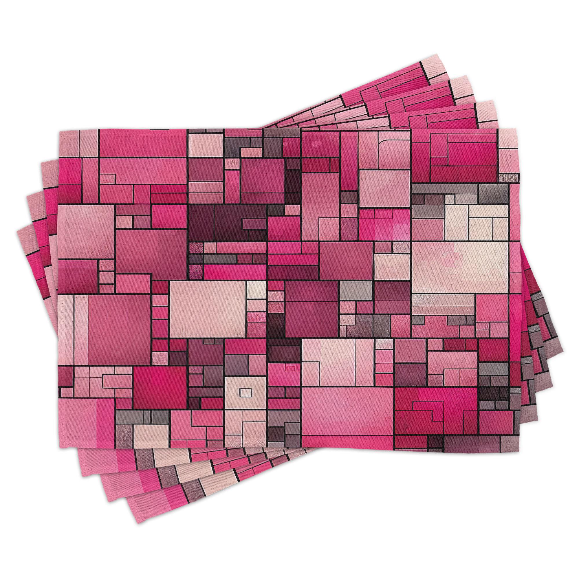 Ambesonne Pink Place Mats Set of 4 Blushy Y2K Squares Futurist Standard ...