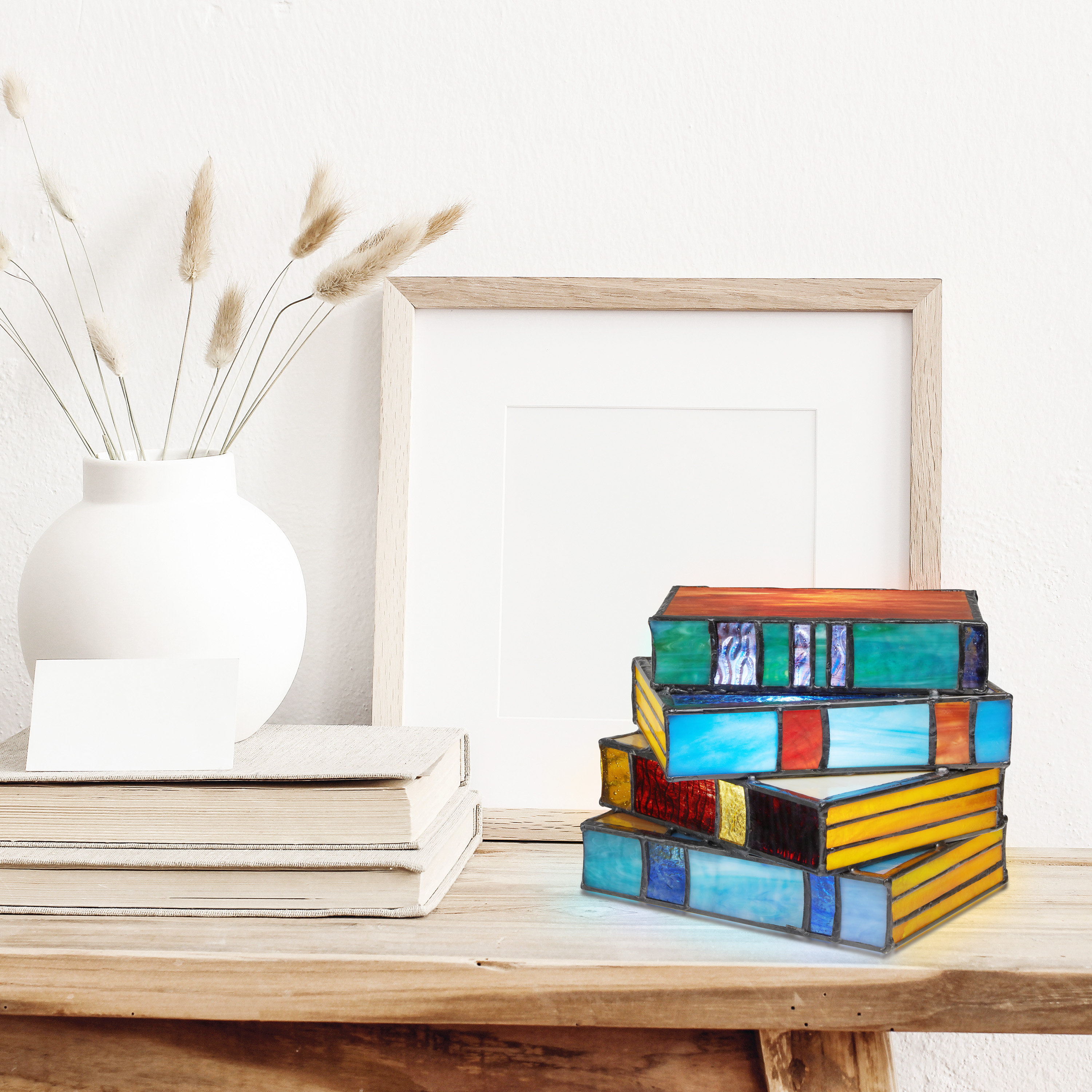 Ivy Bronx Latonna 5.75"H Multi-Colored Book Stack Stained Glass Accent ...