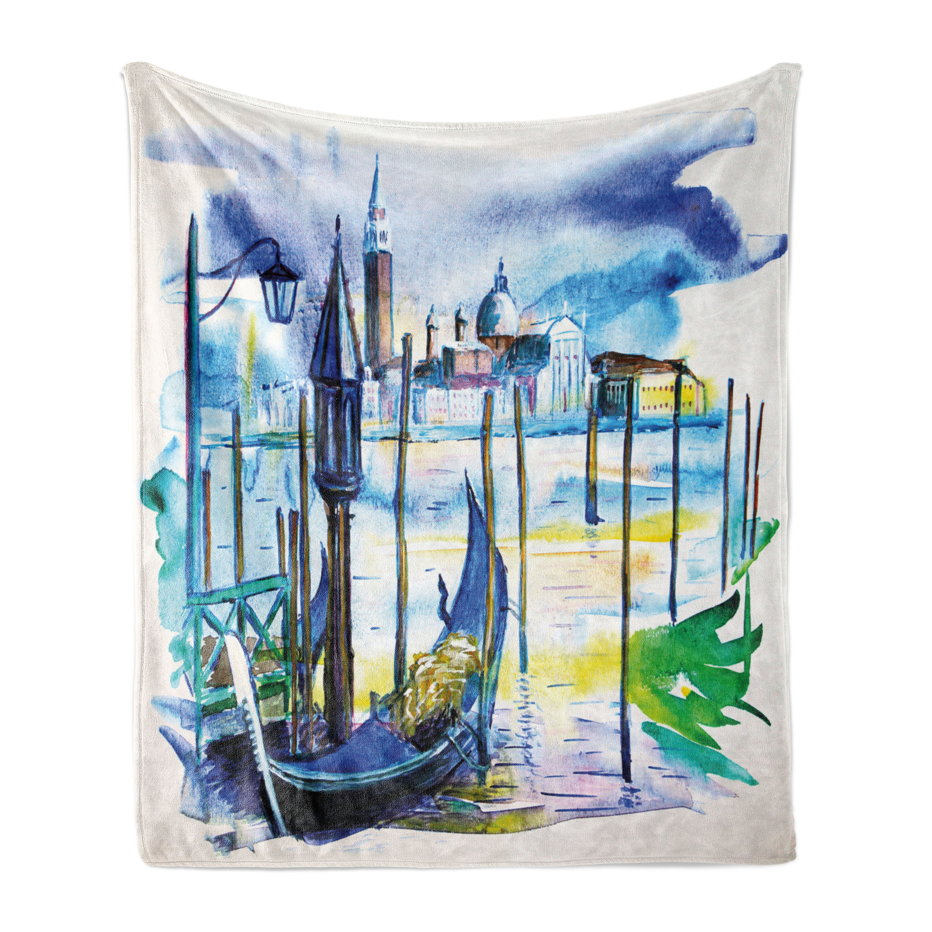 Ambesonne Landscape Fleece Throw Blanket Boat in Venice Italy | Wayfair