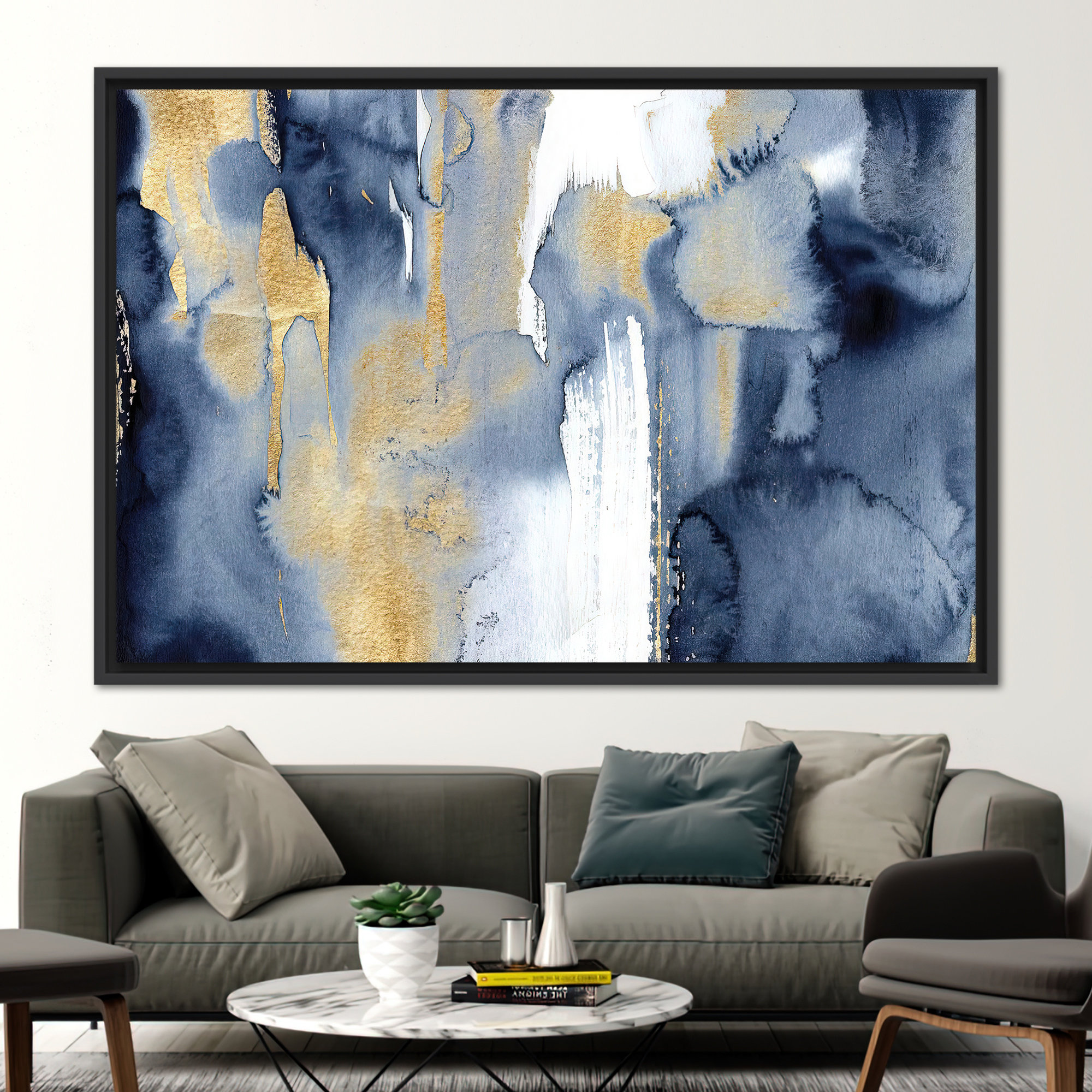 Wade Logan® Blue And Painting, Artwork, Navy Blue Artwork, Modern ...