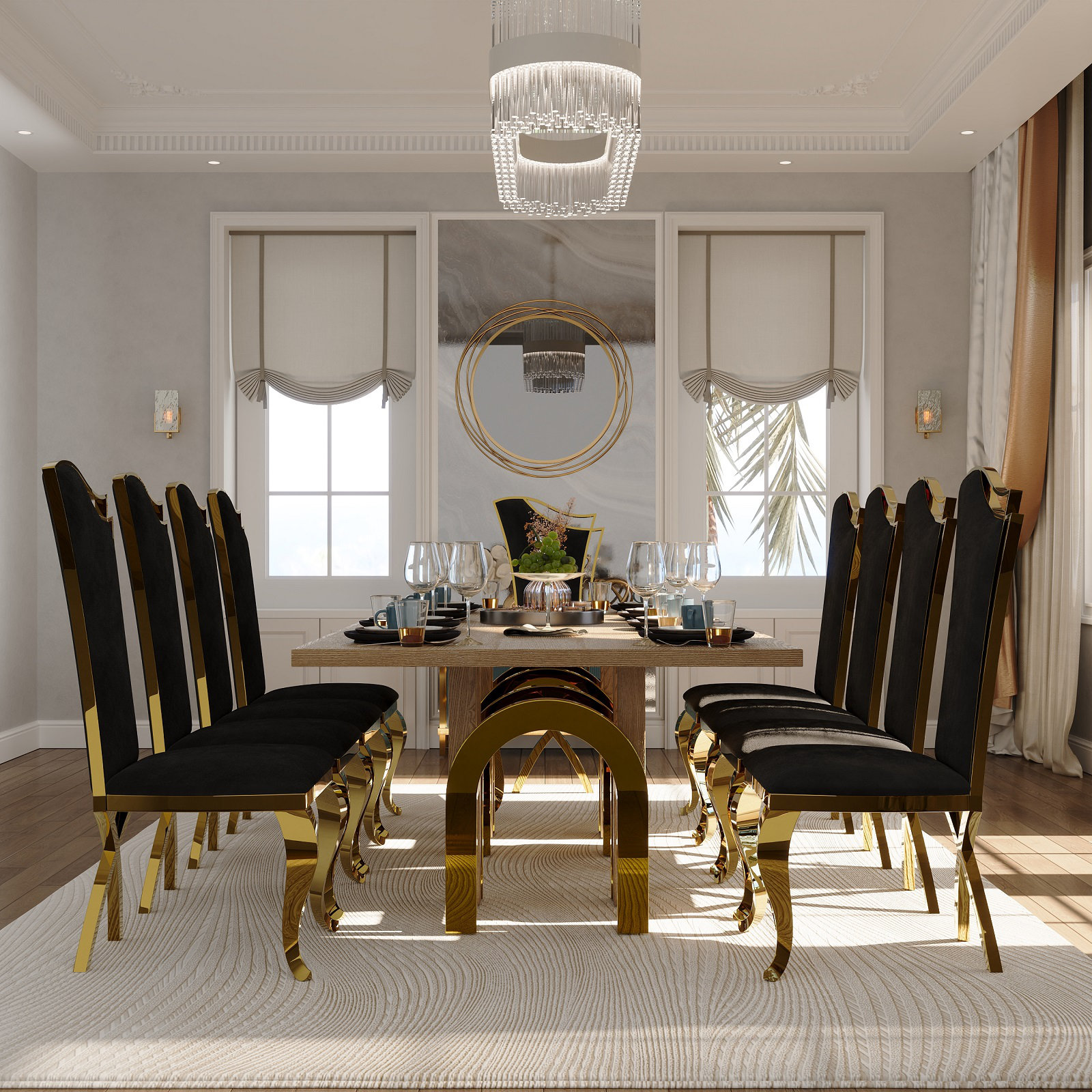 Rosdorf Park Gorgeous King Chairs Throne Black Velvet Dining Room Chair ...