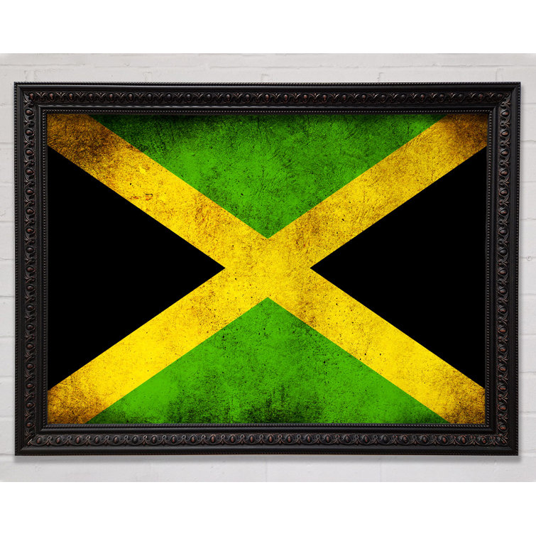Bright Star Jamaican Grunge Flag - Single Picture Frame Art Prints ...