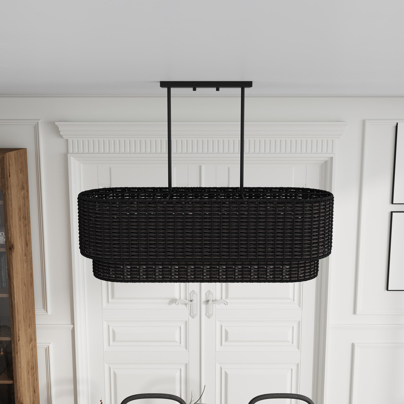 Bay Isle Home™ 3-Light E26 Bulbs Hand-Woven Rattan Black Finished ...