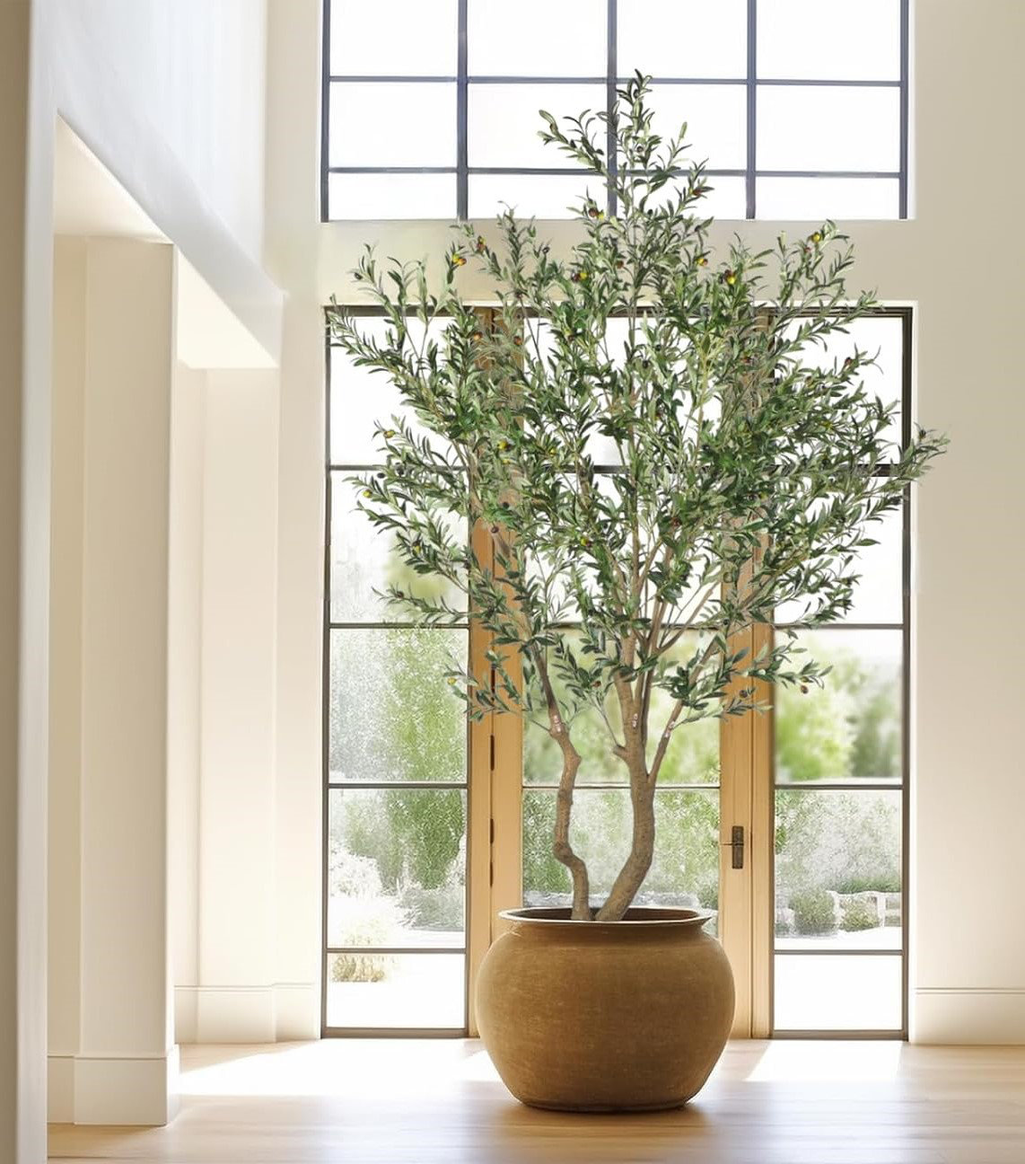 Primrue Tall Faux Olive Tree,10Ft(120in) Realistic Texture Potted Silk ...