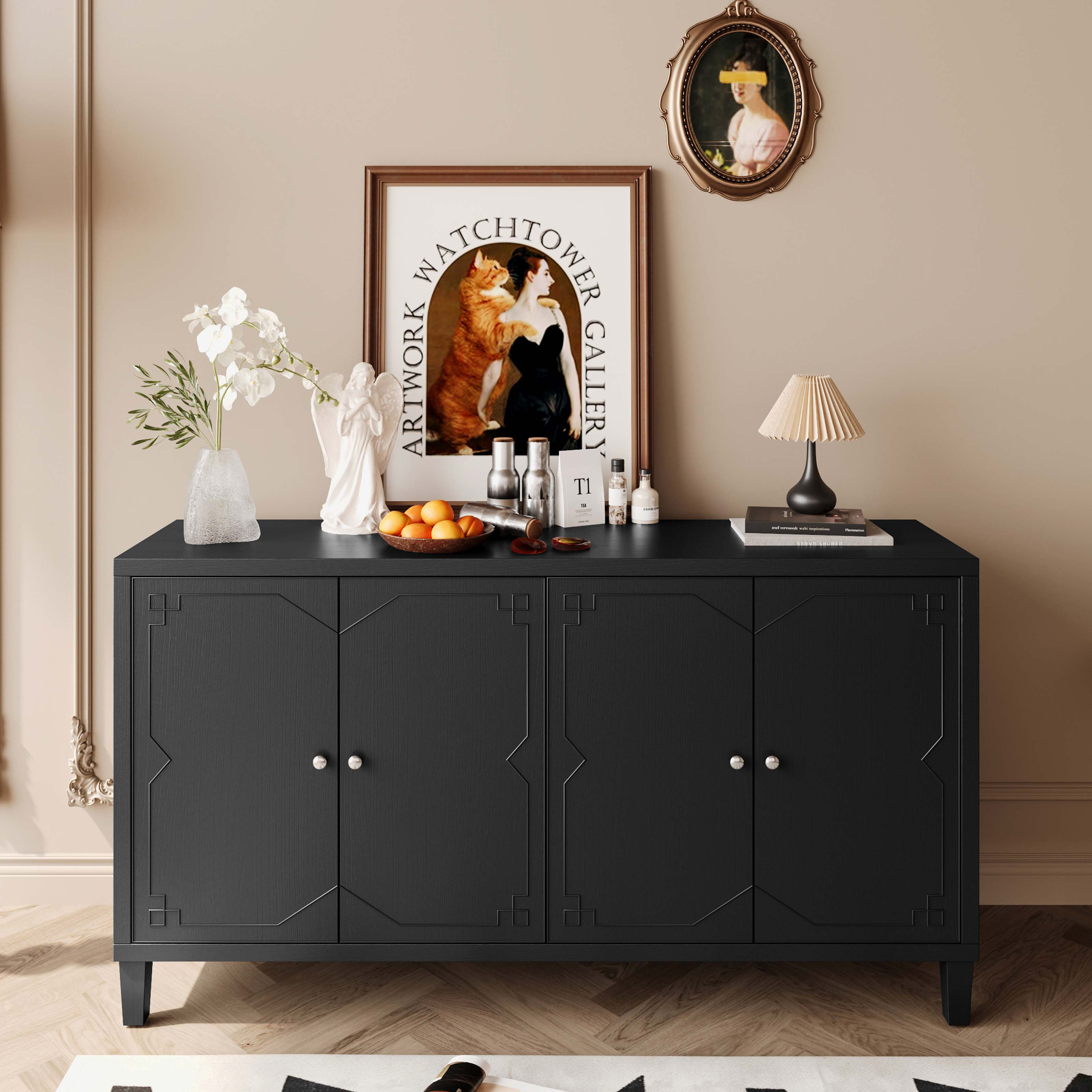 Winston Porter Accent Cabinet 4 Door Wooden Cabinet Sideboard Buffet ...