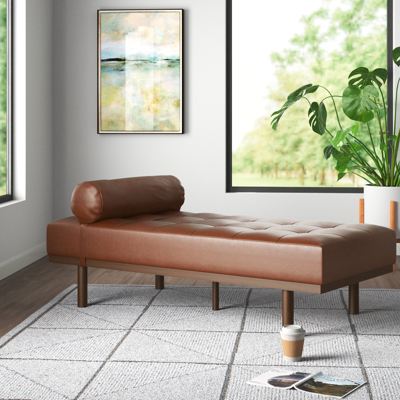 Trent Austin Design® Asya Tufted Faux Leather Armless Chaise Lounge ...