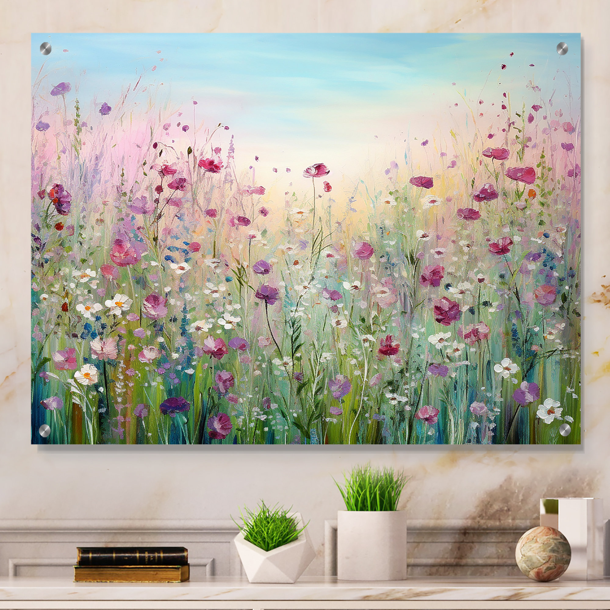 Lark Manor™ Wild Flowers Meadows - Flower Field Acrylic Wall Art Glass ...