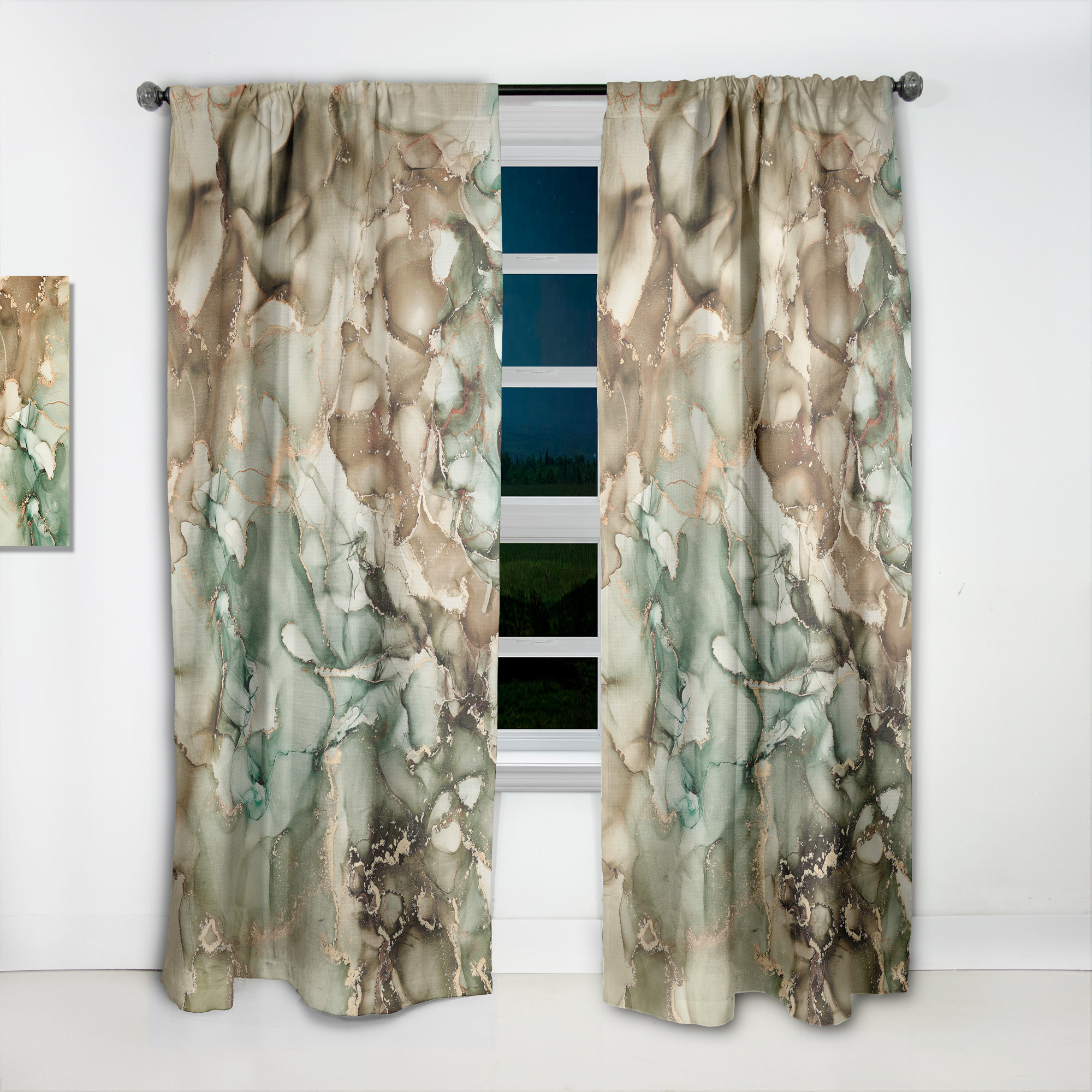 Design Art Tender Dreamy Abstract Semi-Sheer Thermal Rod Pocket Single ...