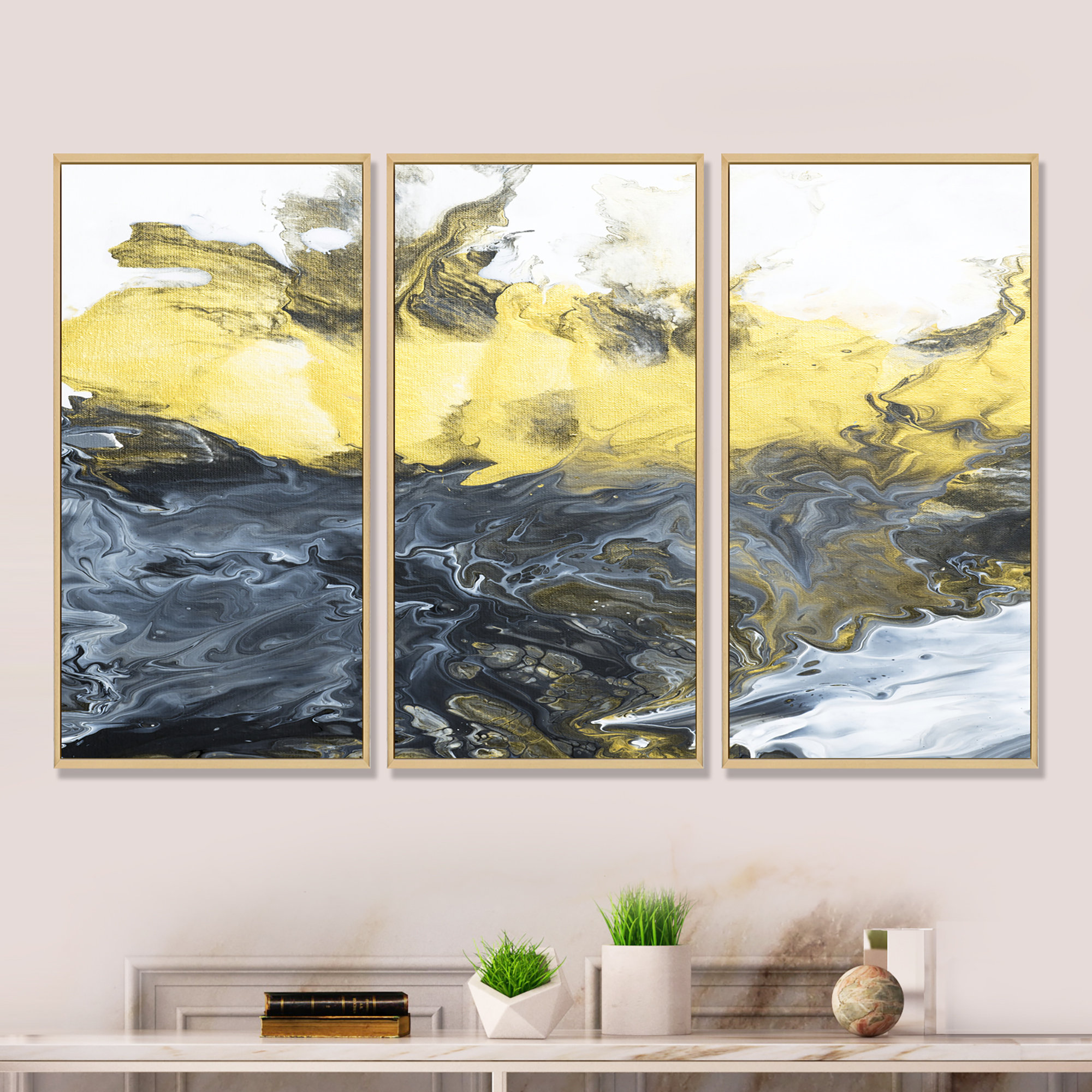 Wrought Studio Marble River In Liquid Art Universe III Framed On Canvas ...