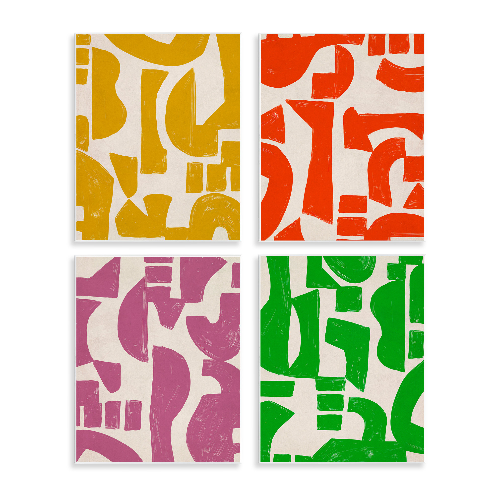 George Oliver Contemporary Shapes Collage Wall Plaque Art Set by June ...