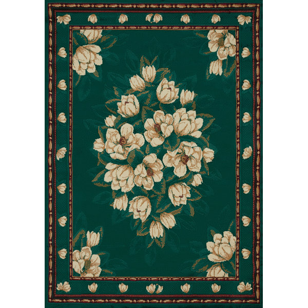 Winston Porter Aguilar Floral Green Area Rug & Reviews | Wayfair