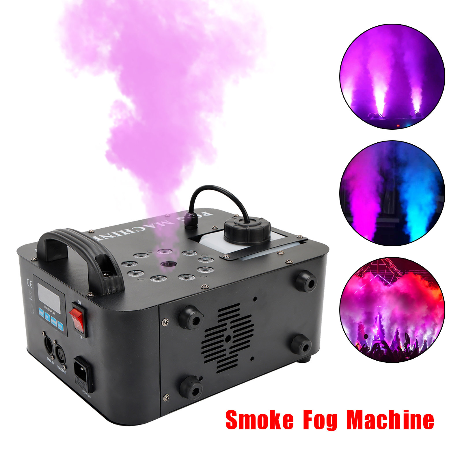The Holiday Aisle® Jaquasha Vertical Fog Machine with 9 LED Lights for ...