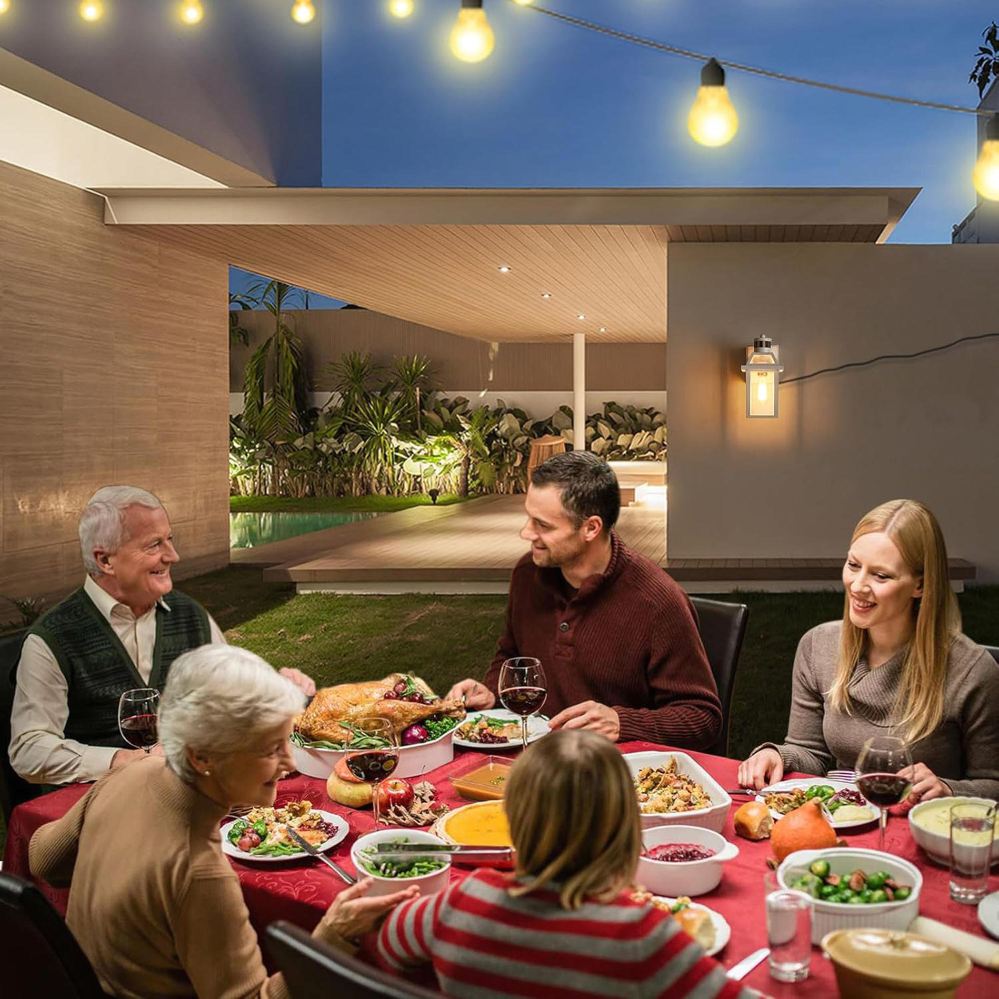 The Holiday Aisle® Porch Lights With GFCI Outlet, Dusk To Dawn Motion ...