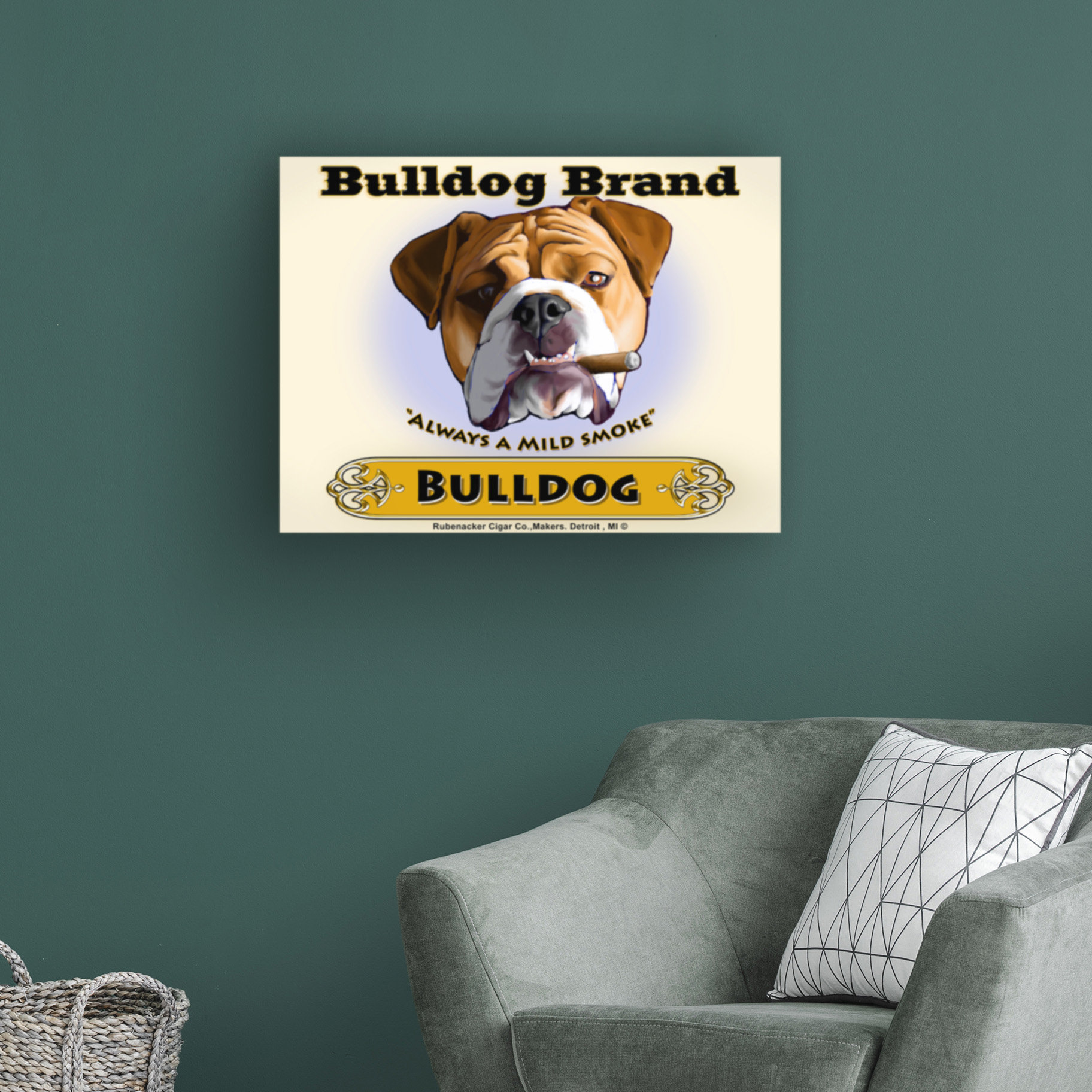 Trinx Bulldog Cigar by Brian Rubenacker - Wrapped Canvas Advertisements ...