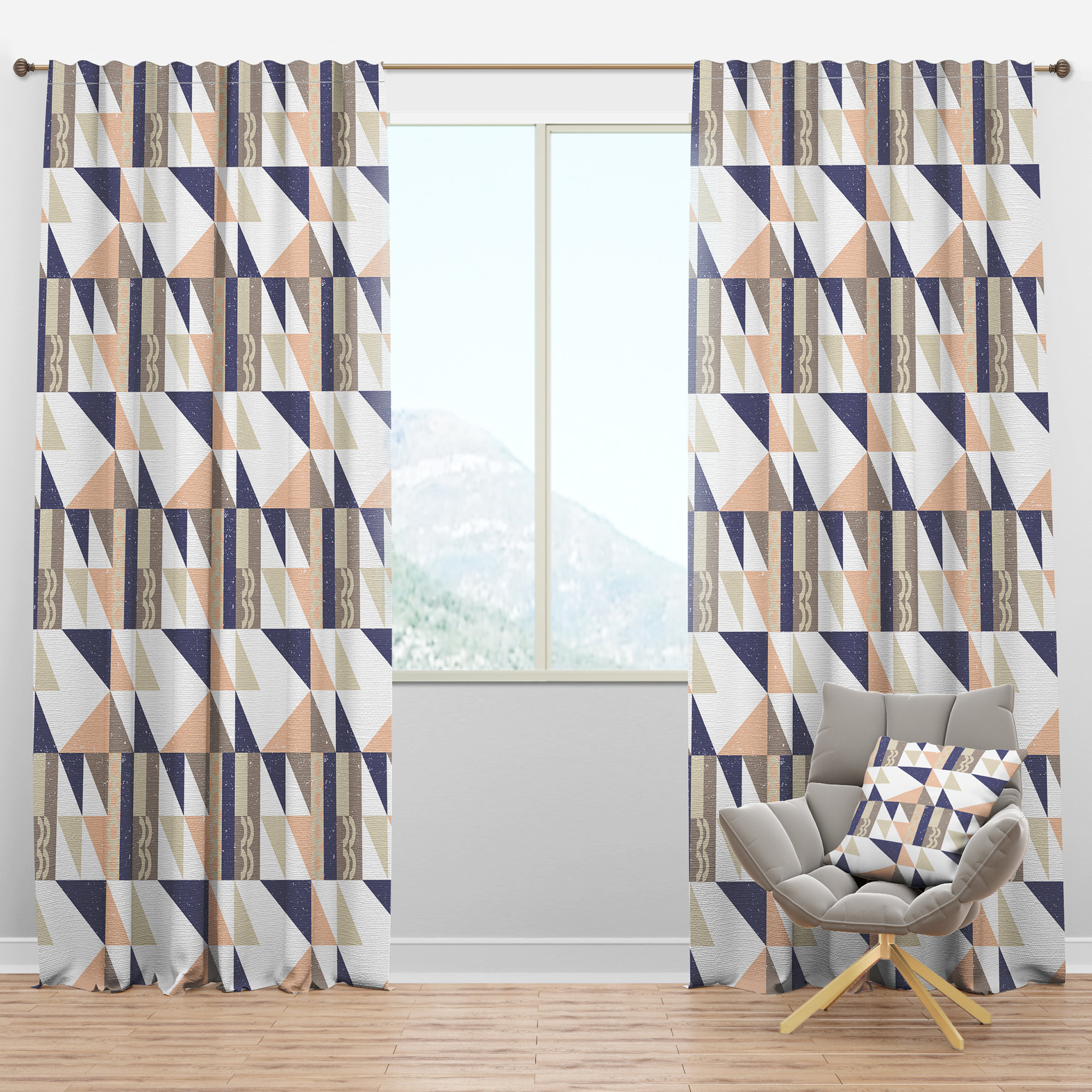 Design Art Design X Geometric Semi-Sheer Thermal Rod Pocket Single ...