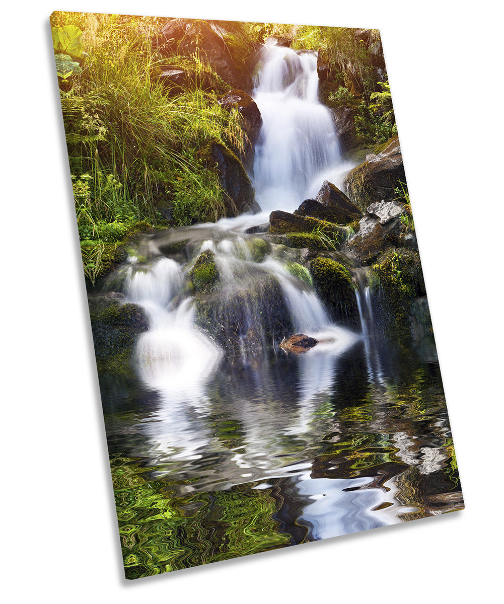 Alpen Home Sunset Waterfall Reflection CANVAS WALL ART Portrait Print ...