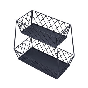 Gourmet Basics by Mikasa Lattice Farm Storage Basket, 2 Tier, Black
