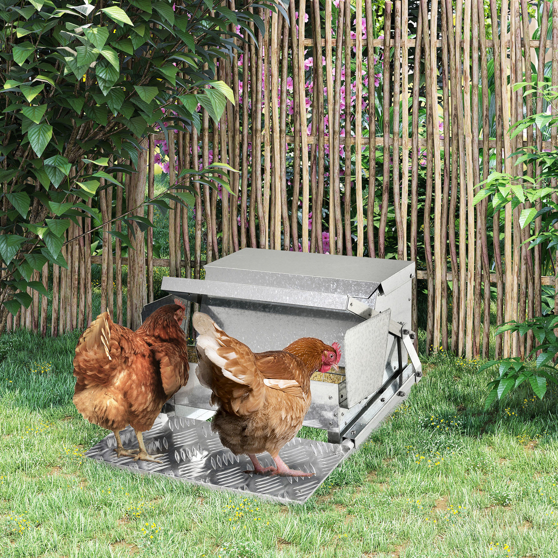 17 Stories Mangeoire automatique pour poulets de volaille 25 lb - Acier ...
