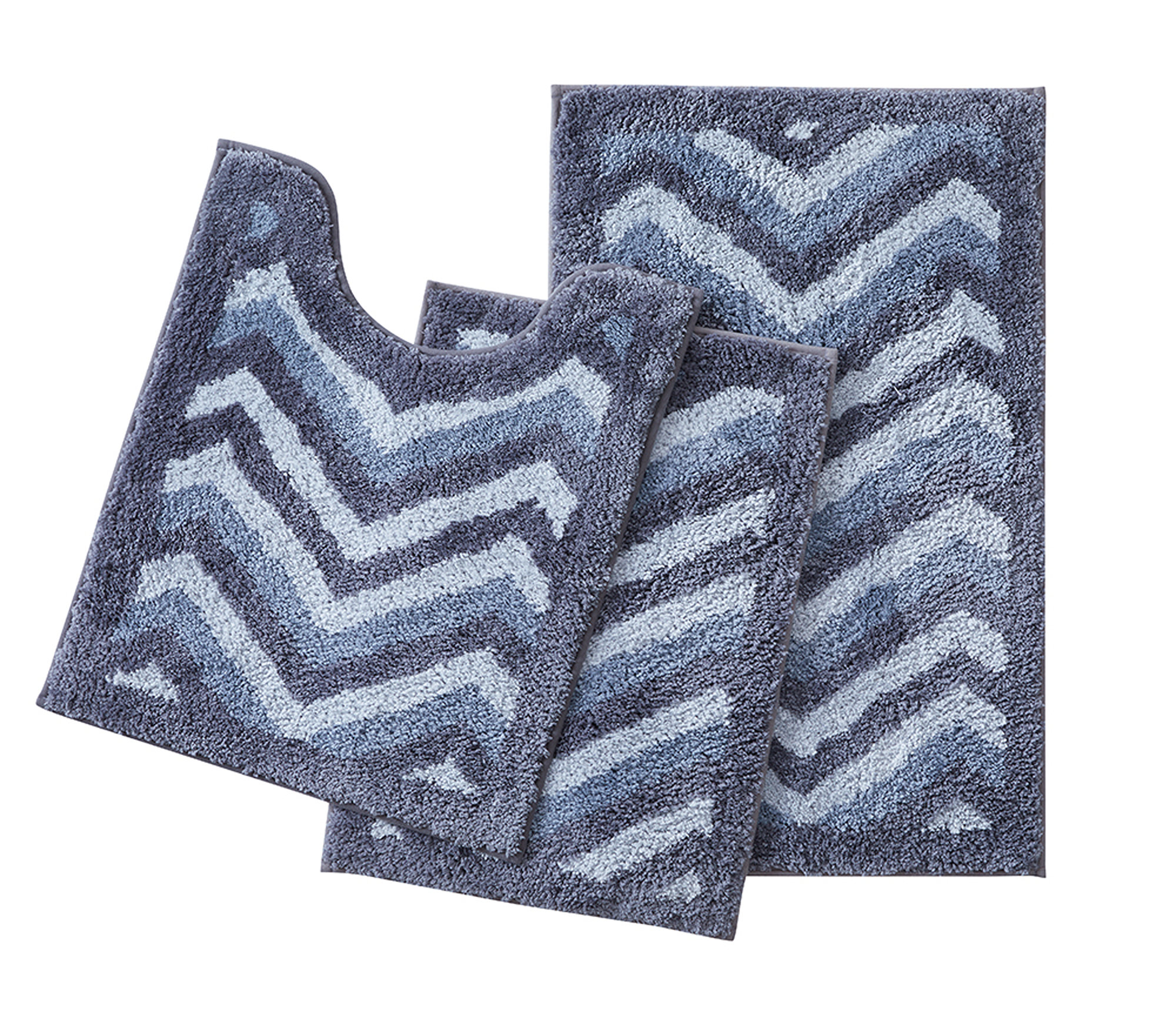 Clara Clark Ultra Soft Non-Slip 3 Piece Shaggy Chevron Bath Rug Set ...